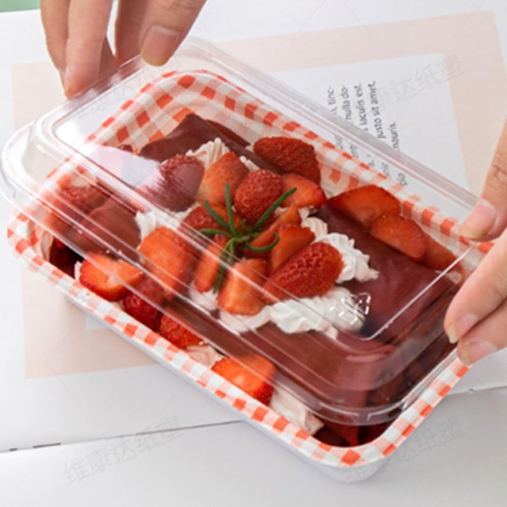 Plastic Dessert Boxes Cake Boxes, Plaid Charcuterie Boxes with Clear ...