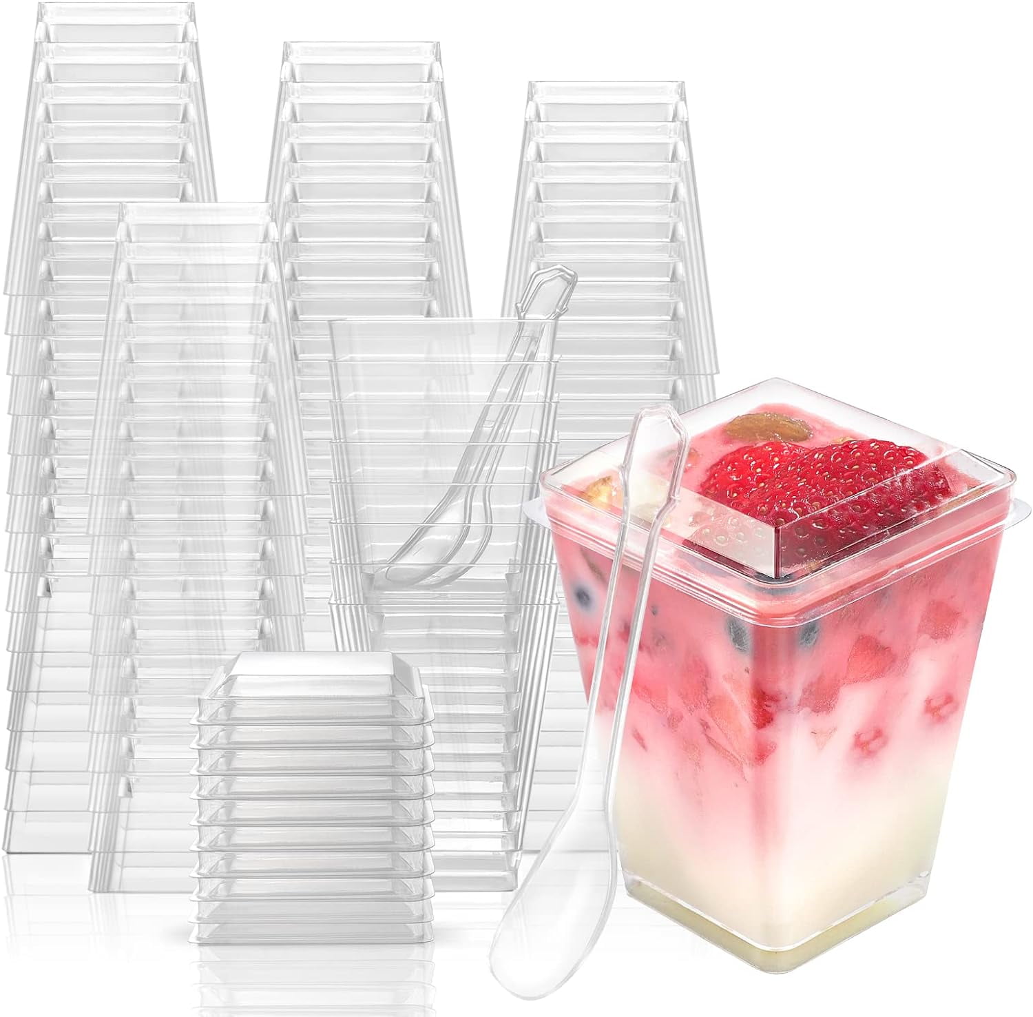 Plastic Dessert Cups with Lids, Yogurt Parfait/Appetizer Cup with Lids ...