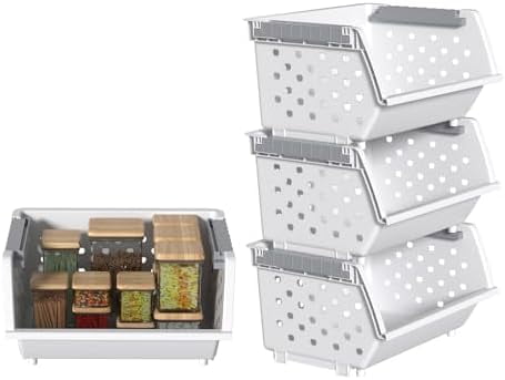 Plastic Detachable Storage Stacking Basket, Stacking Open Front Storage ...
