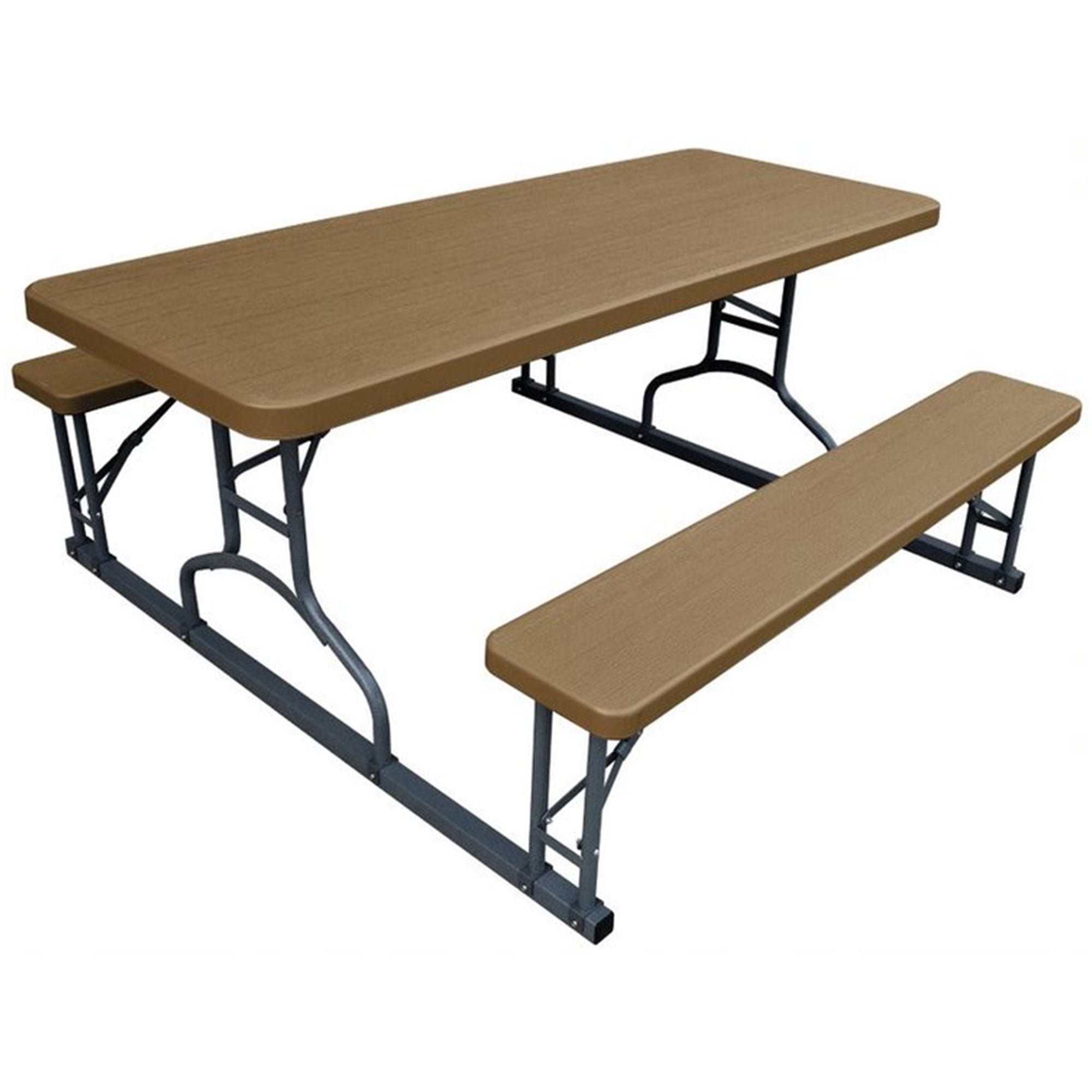 Plastic Development Group 6-Ft Brown Picnic Table for Indoor & Outdoor ...