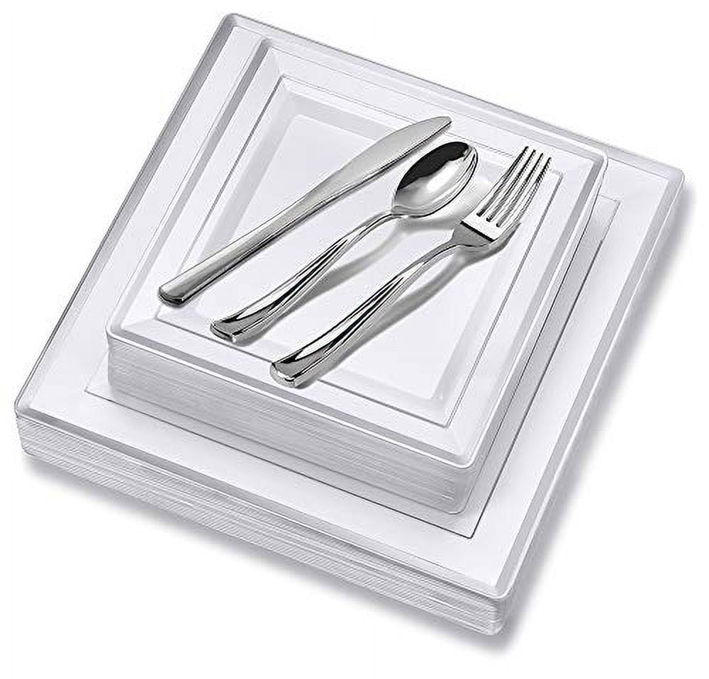 Plastic Dinnerware & Plastic Cutlery Set 125-Piece Service for 25 ...