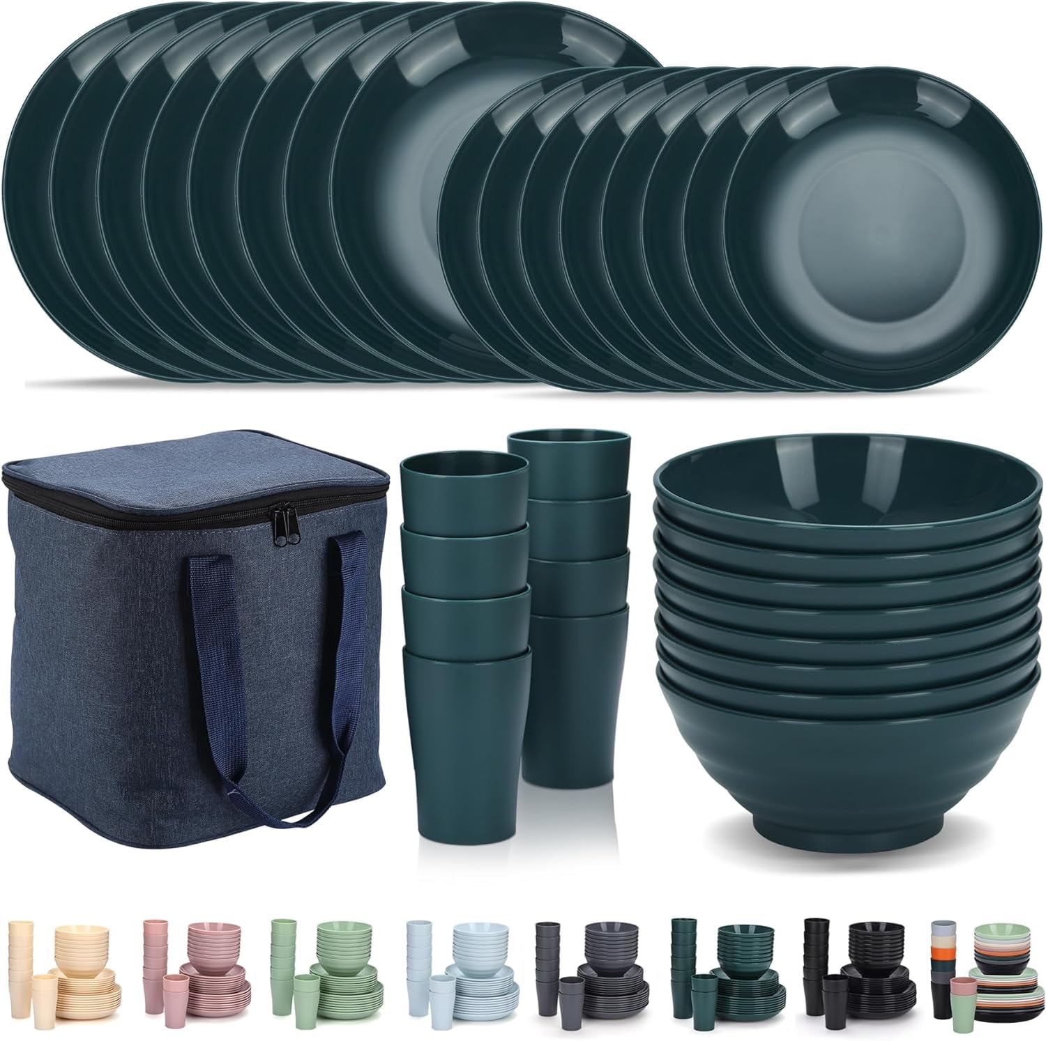 Plastic Dinnerware Sets 32 Piece Service for 8 | Portable Organizer ...