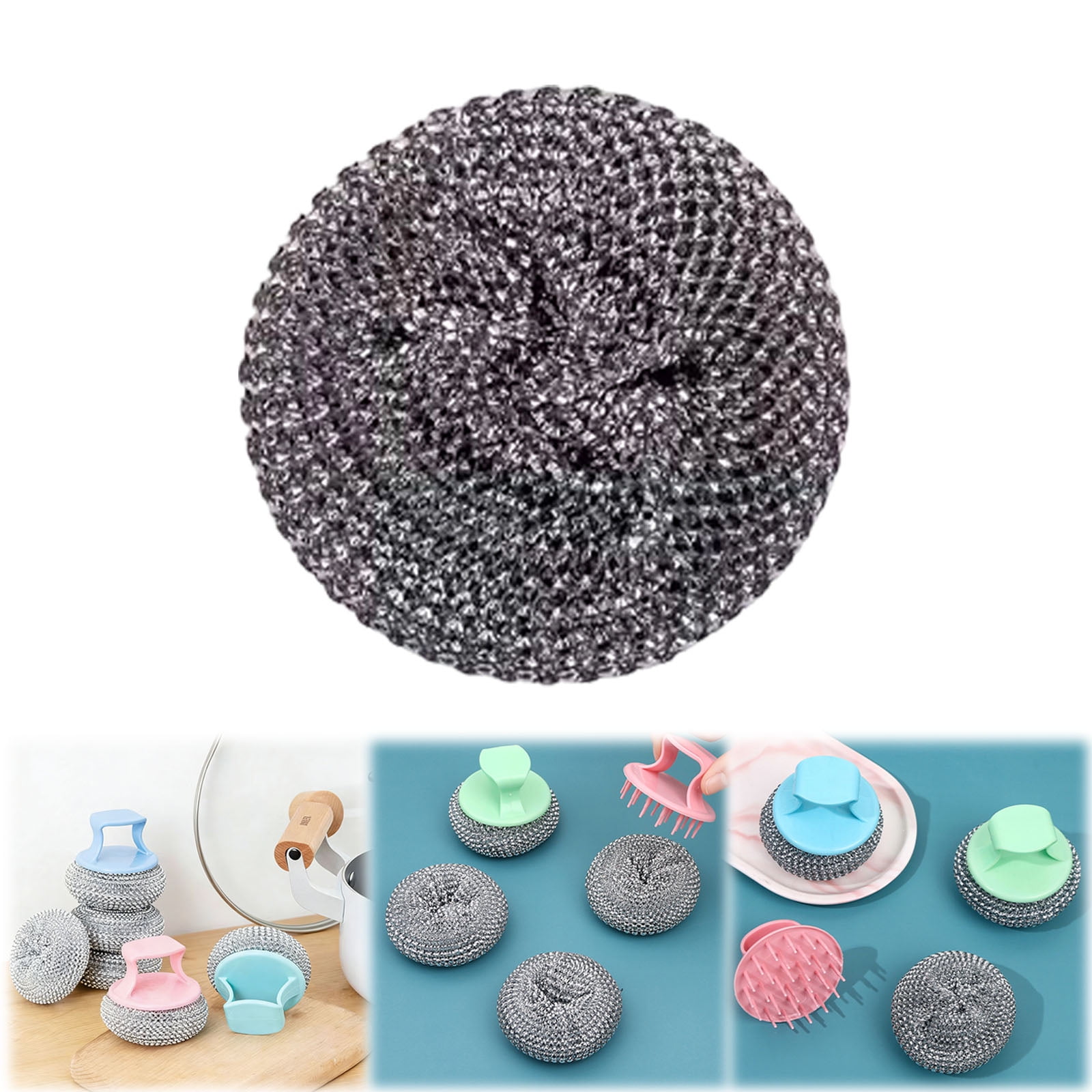 Plastic Dish Scrubbers for Dishes Pot Round Nylon Pad, Mesh Scouring ...