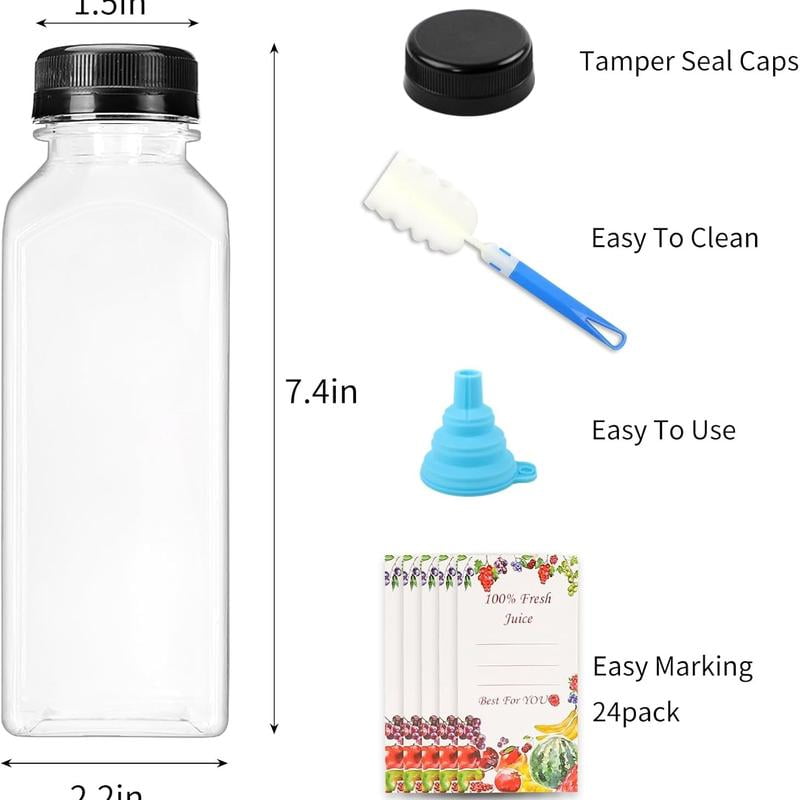 Plastic Dispensing Bottle, 36pcs 16oz Empty Plastic Juice Bottles with ...