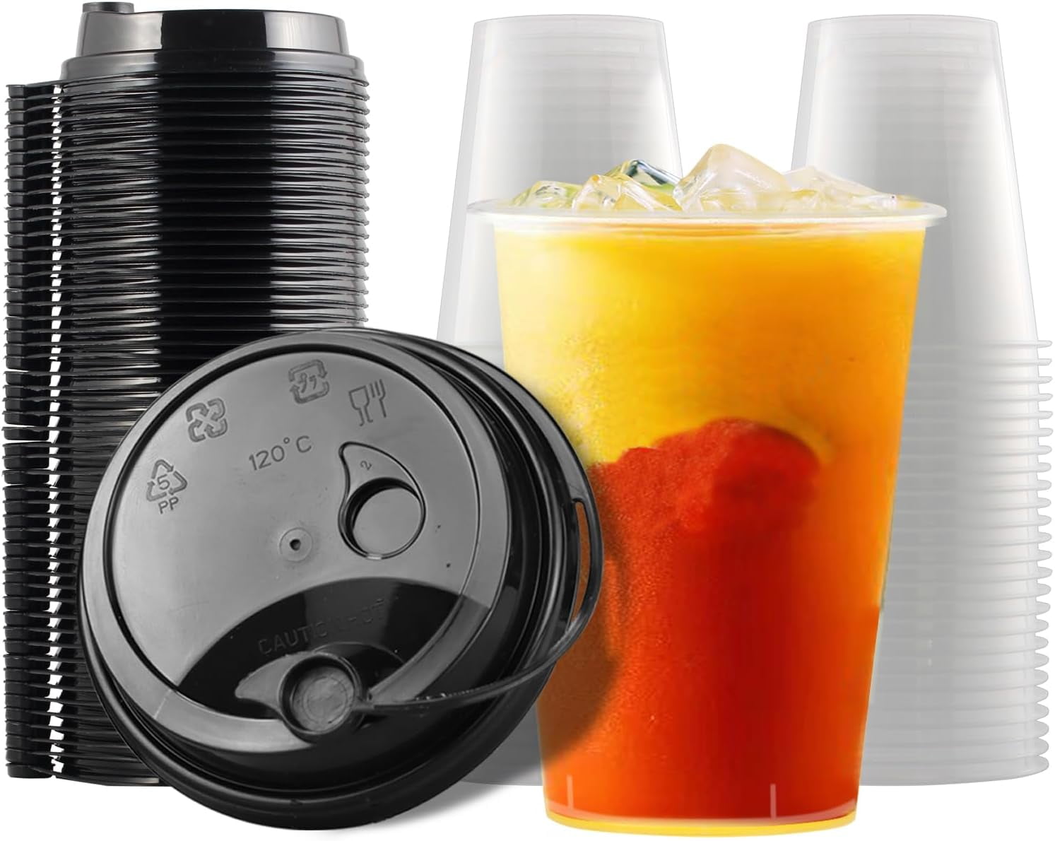 Plastic Disposable Drink Cups 12oz Transparent Hot and Cold Cup With ...