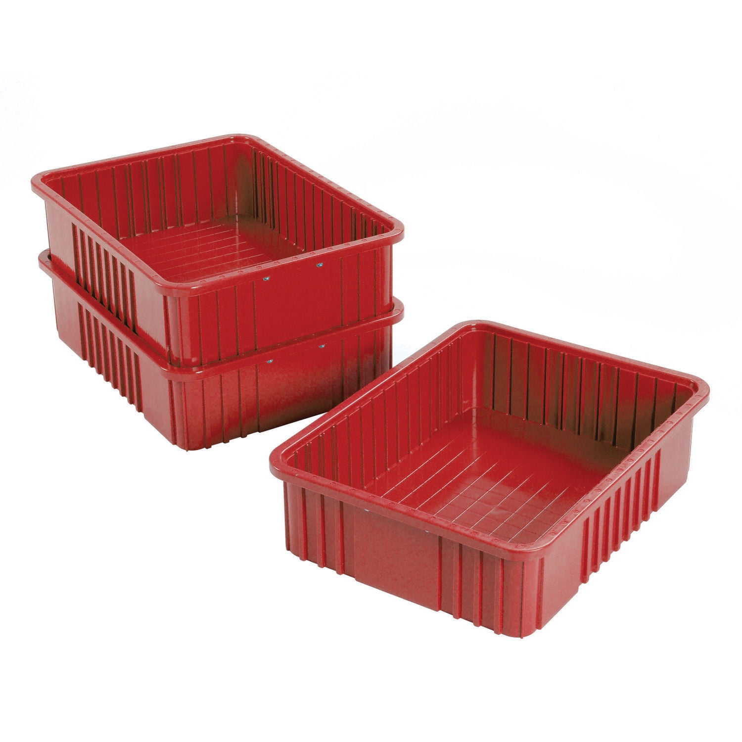 Plastic Dividable Grid Container, 22-1/2"L x 17-1/2"W x 6"H, Red, Lot ...