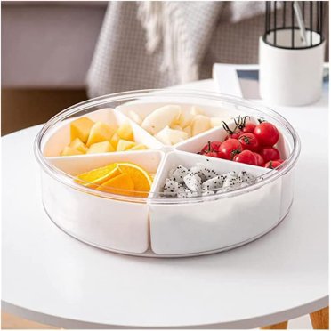 [100 Pack] 10 Inch Round Plastic Appetizer Tray with Lid - 5 ...
