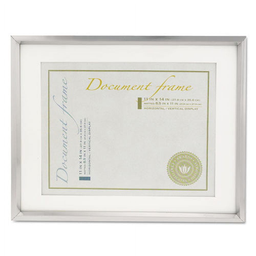 Plastic Document Frame with Mat, 11 x 14 and 8.5 x 11 Inserts, Metallic ...