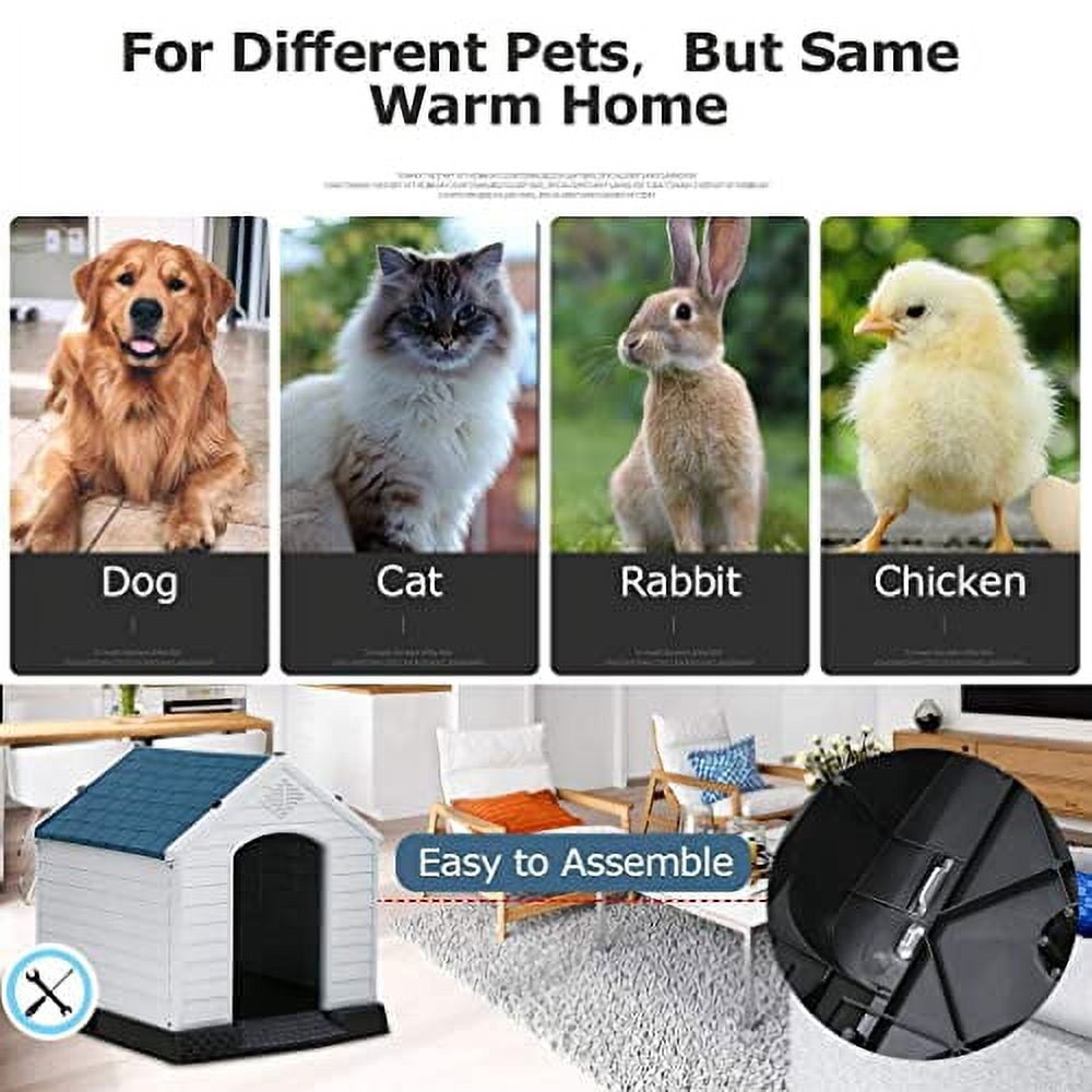 Plastic Dog House, Indoor Outdoor Waterproof Dog Houses Pet Kennel for ...