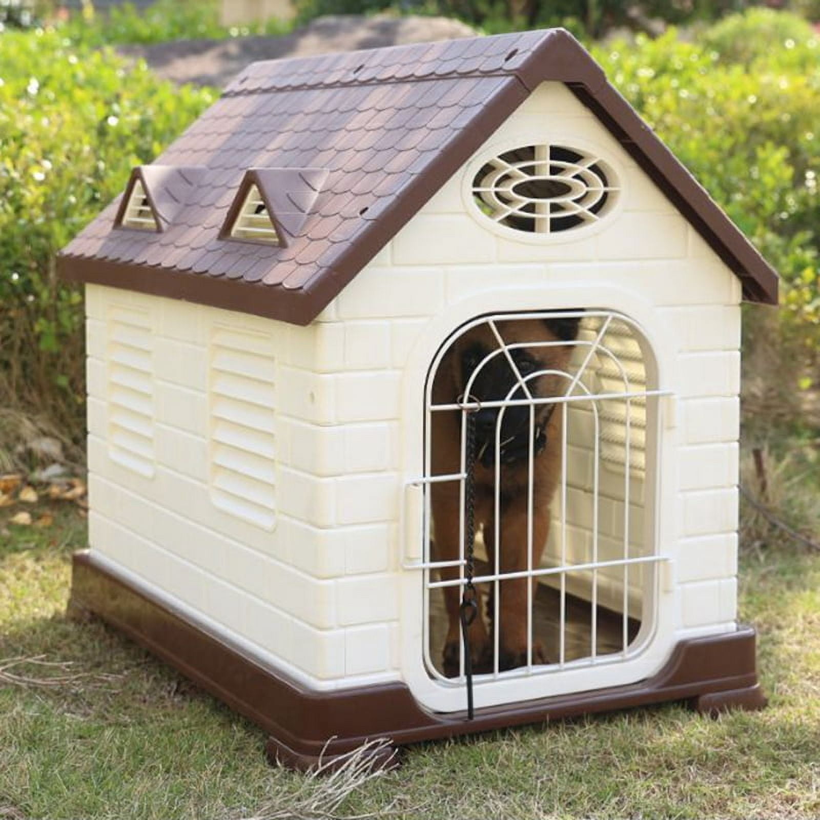 Plastic Dog House Outdoor Indoor Doghouse Puppy Shelter with Air Vents ...