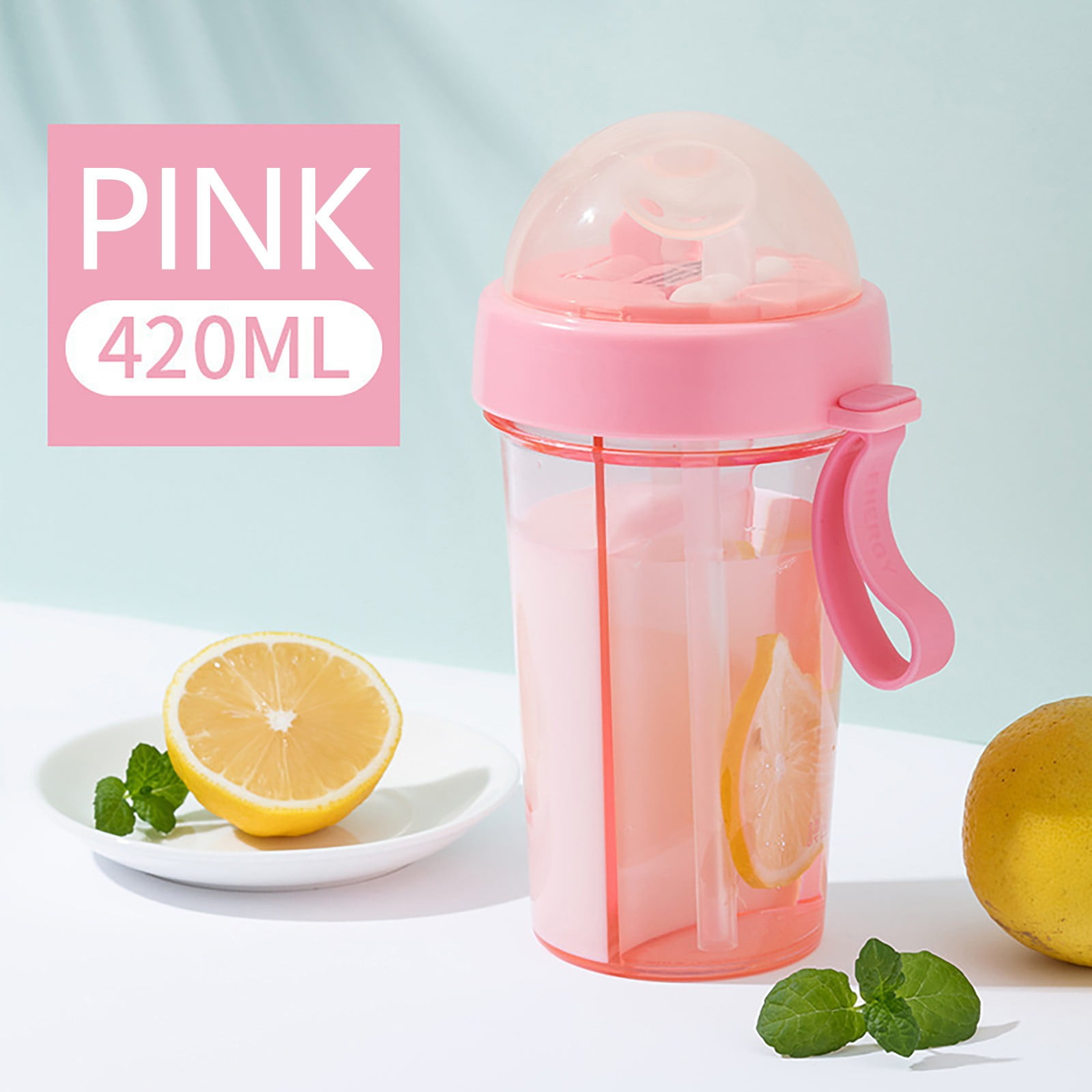 Plastic Double Drinking Cup, Double Straw Cup, Portable Two Water Cups White 420ML - Walmart.com