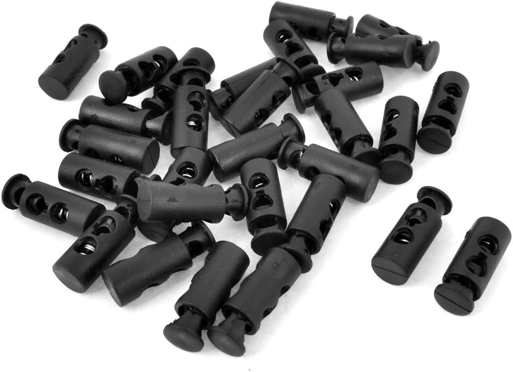 Plastic Double Holes Cord Backpack Toggle 4mm Dia 30 Pcs Black ...