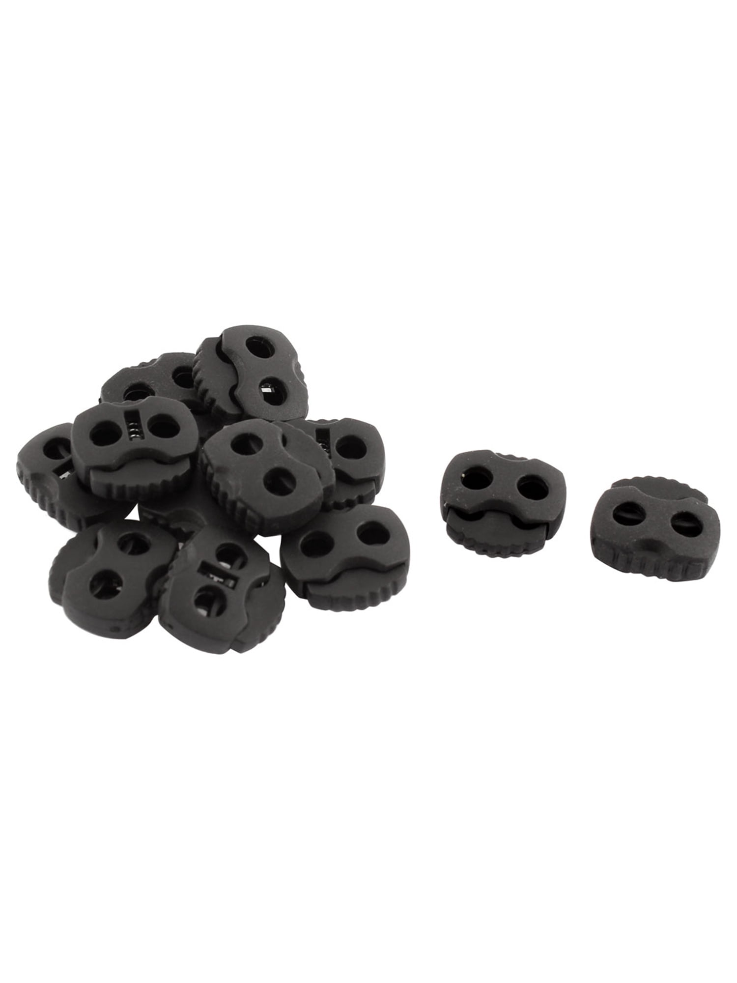 Plastic Double Holes Toggle Adjuster Fastener Cord Lock 12 Pcs Black ...