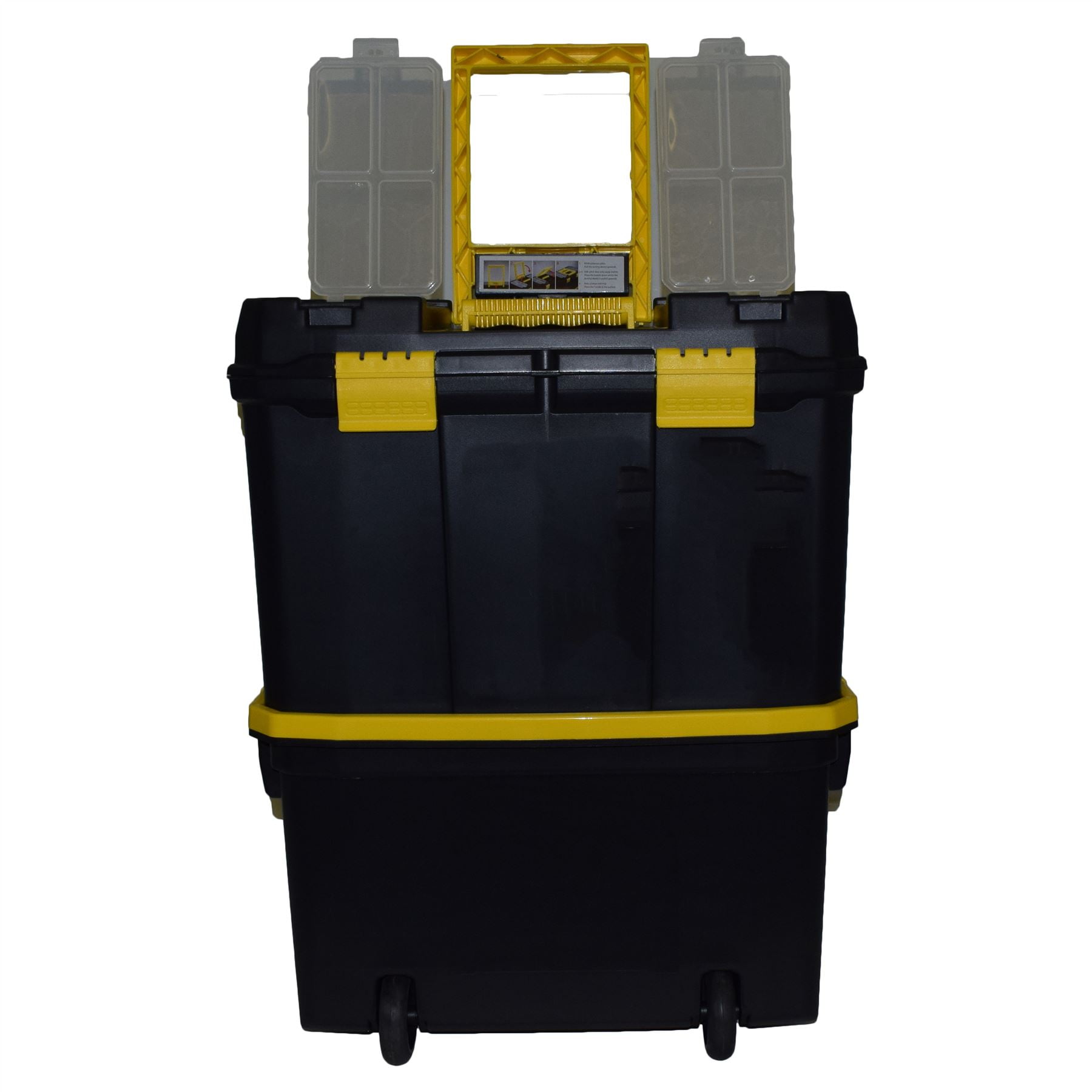 Plastic Double Tool Box Toolbox Storage Pull Along Handle Trolley 9 ...