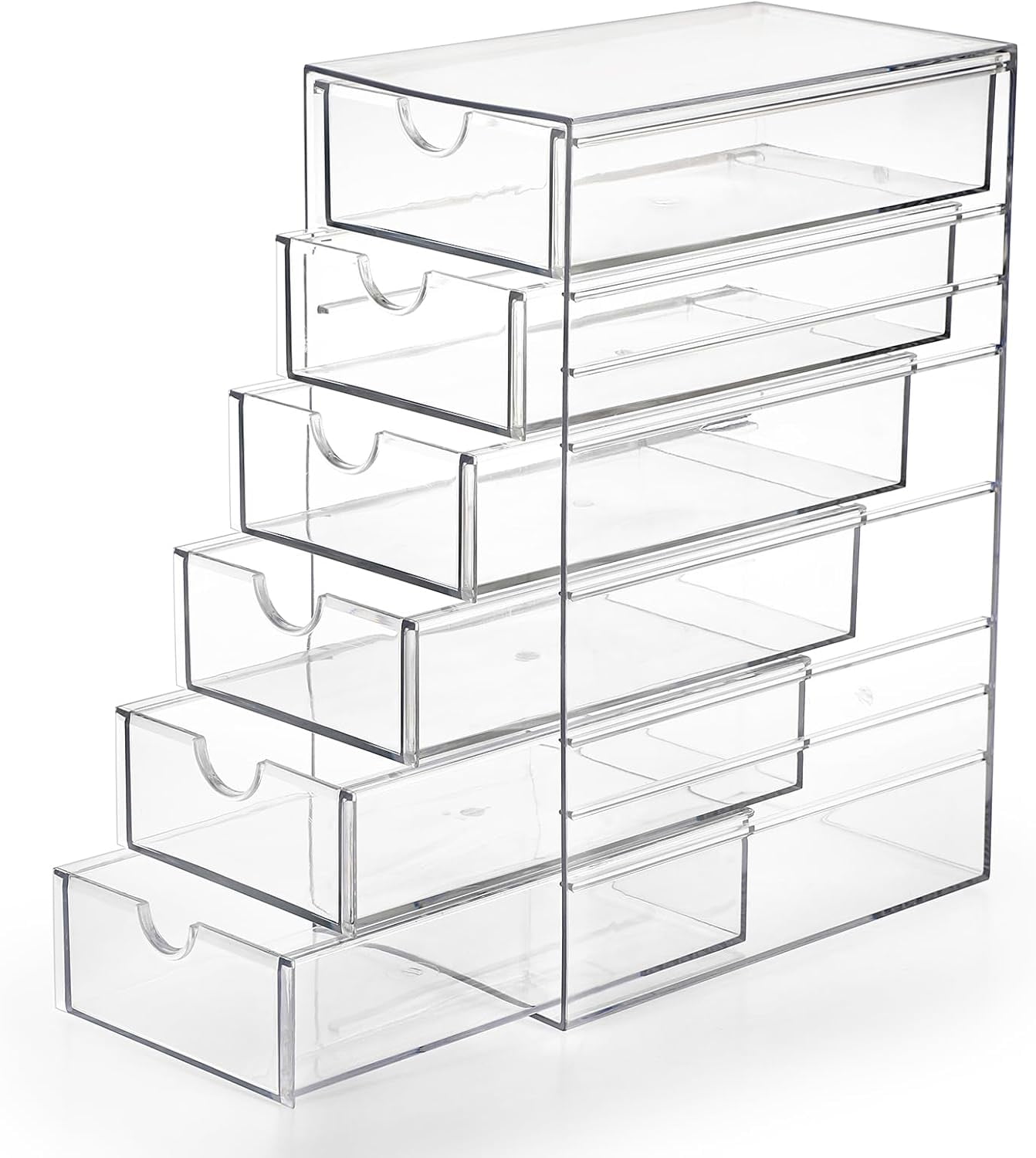 Plastic Drawer Organizer Clear Desktop Drawers Box with 6 Pull Out ...