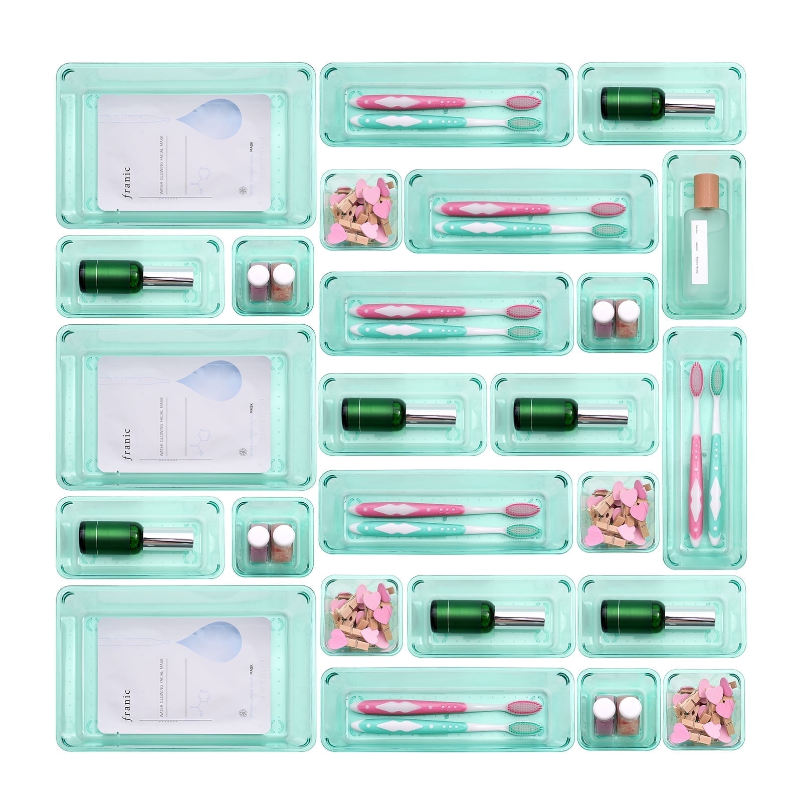 Trotianingyu 25 PCS Plastic Drawer Organizers Set,4-Size Drawer ...