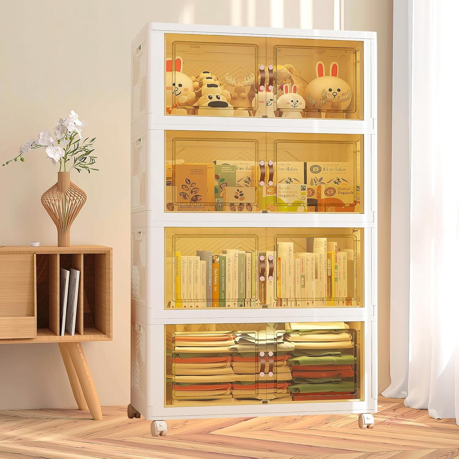 Plastic Drawer Storage Bins with Lid, Storage Bins Open Front, Closet ...