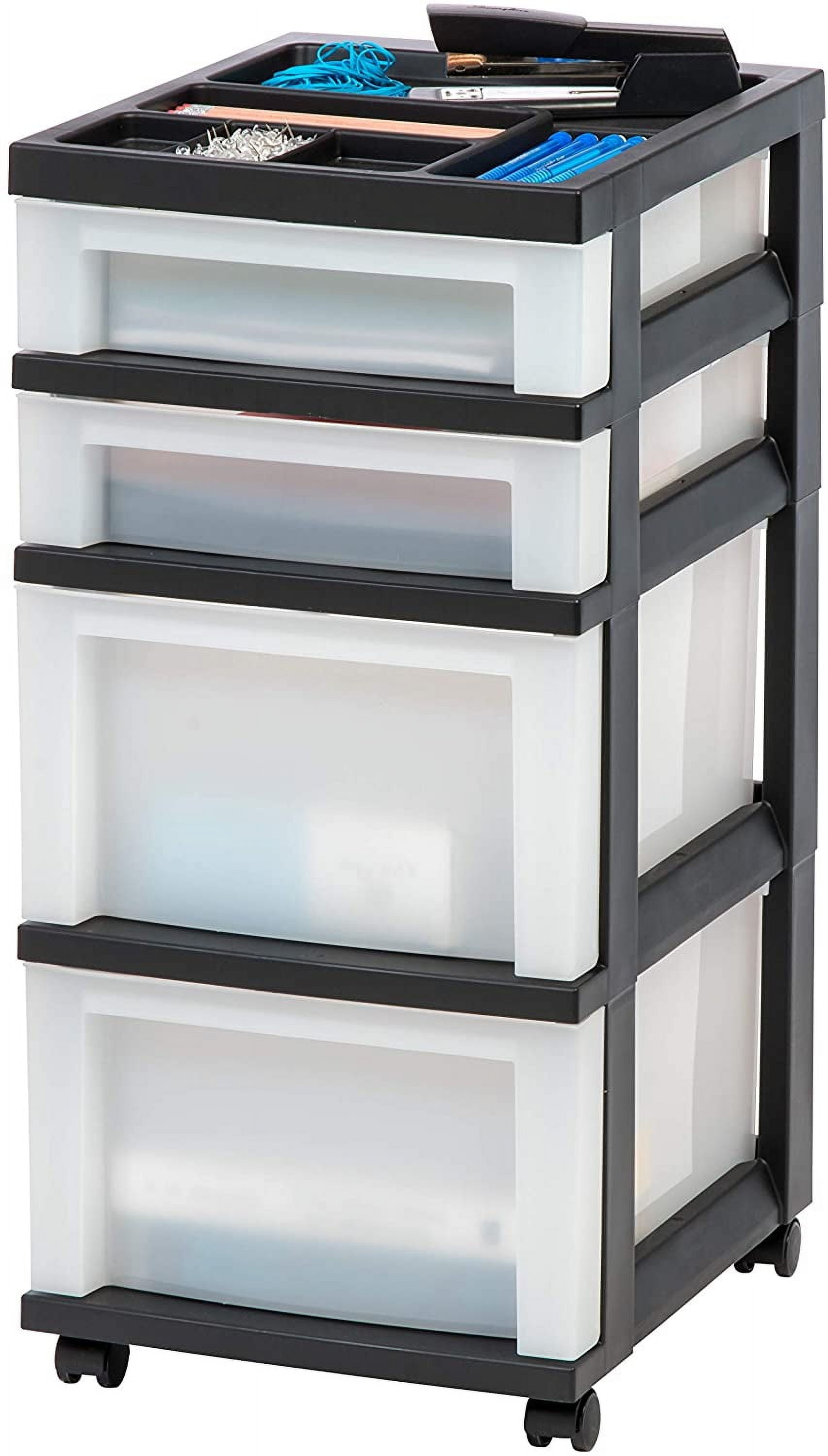 Plastic Drawer Storage Organizer Rolling Cart, with Wheels Casters, 4 ...