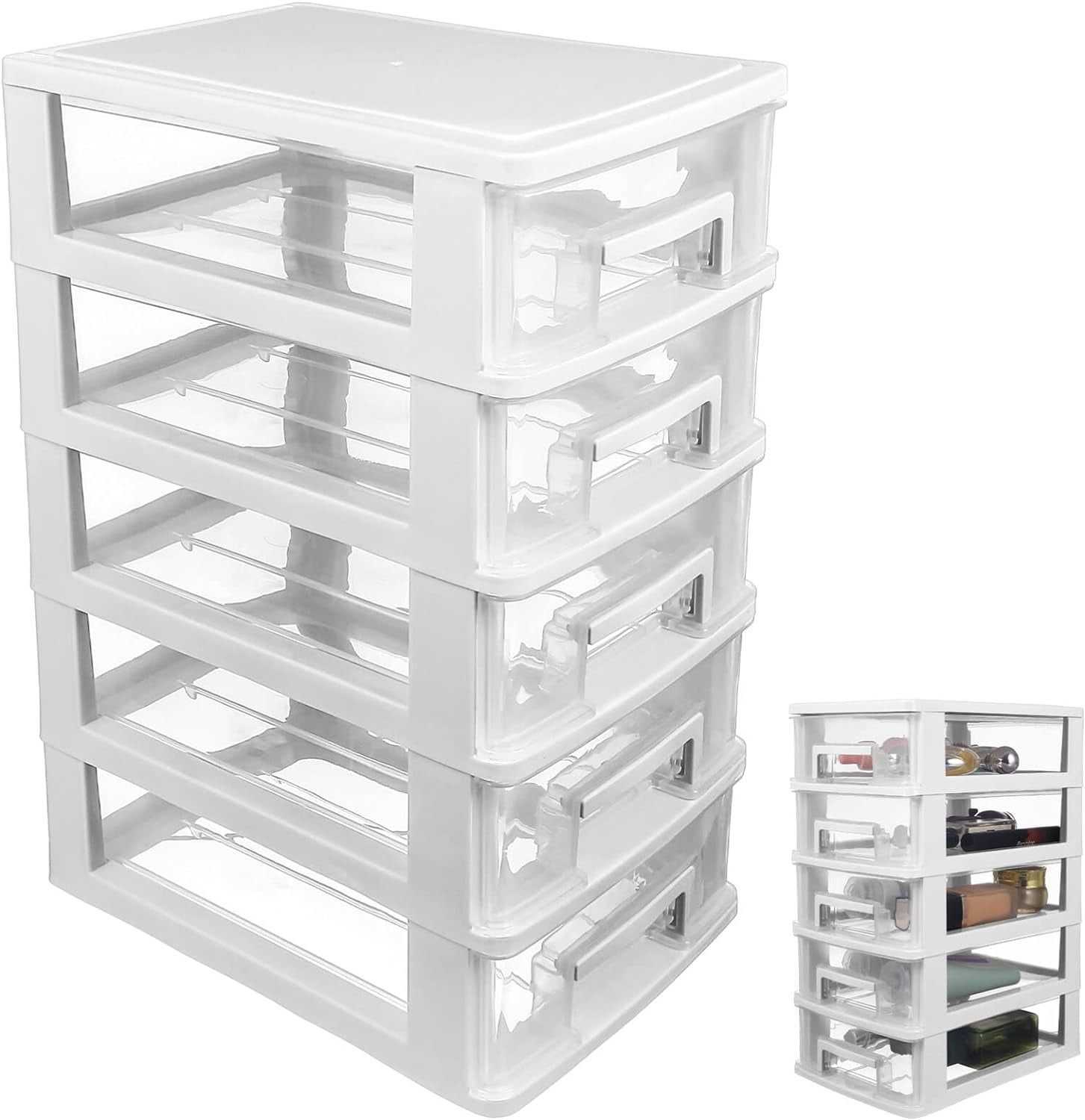 Plastic Drawer Storage, STOBAZA 5-Drawer Storage Unit, Desktop and ...