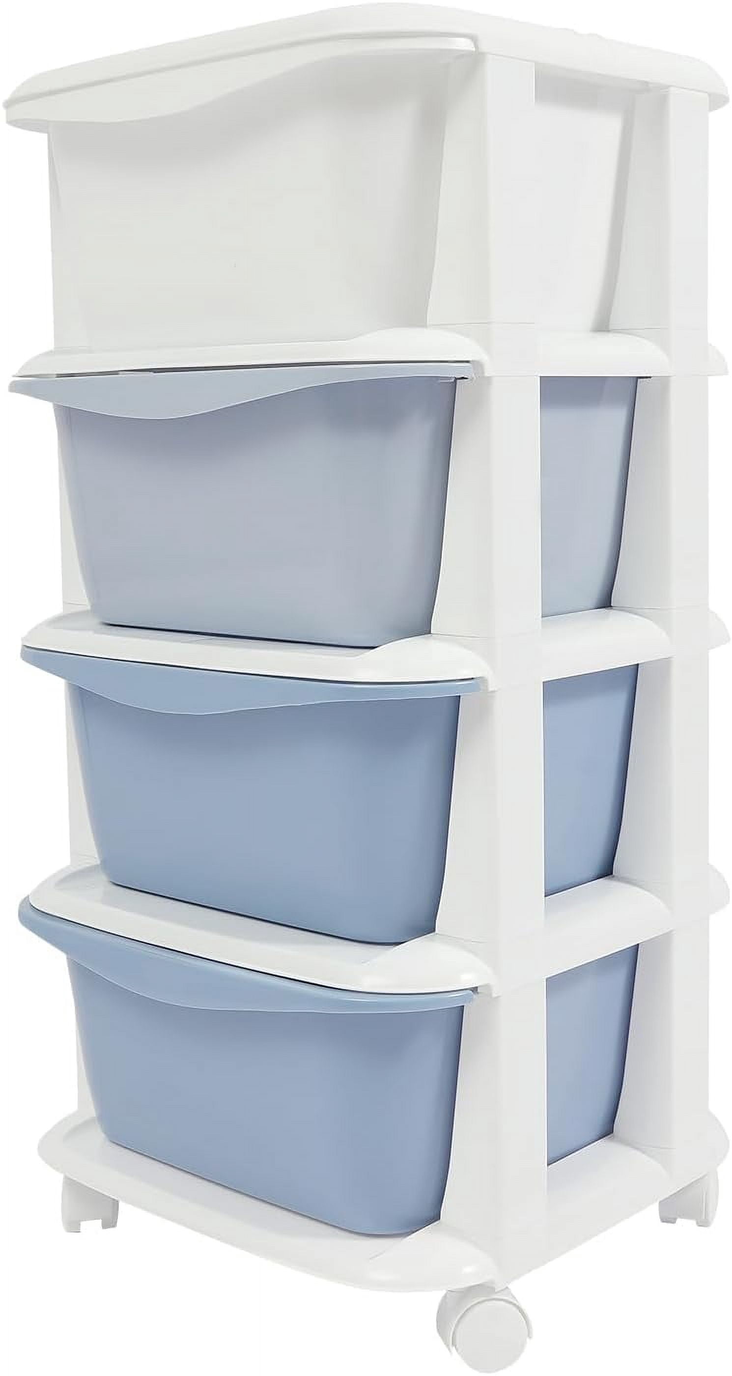 Plastic Drawers,4 Tier Storage Unit with Universal Wheels,4 Drawer ...