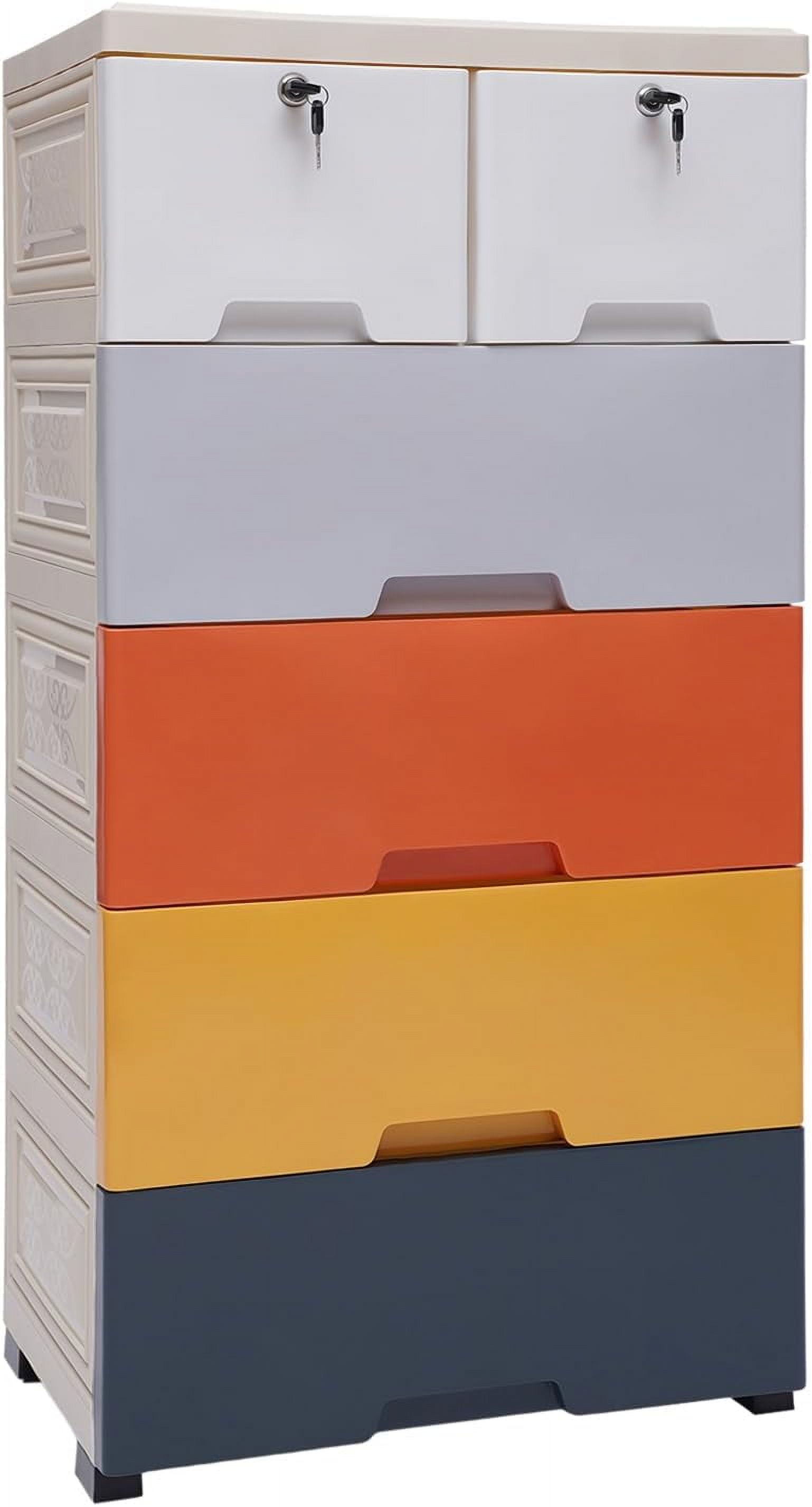 Plastic Drawers Dresser, 5 Layers Storage Cabinet with 6 Drawers,Closet ...