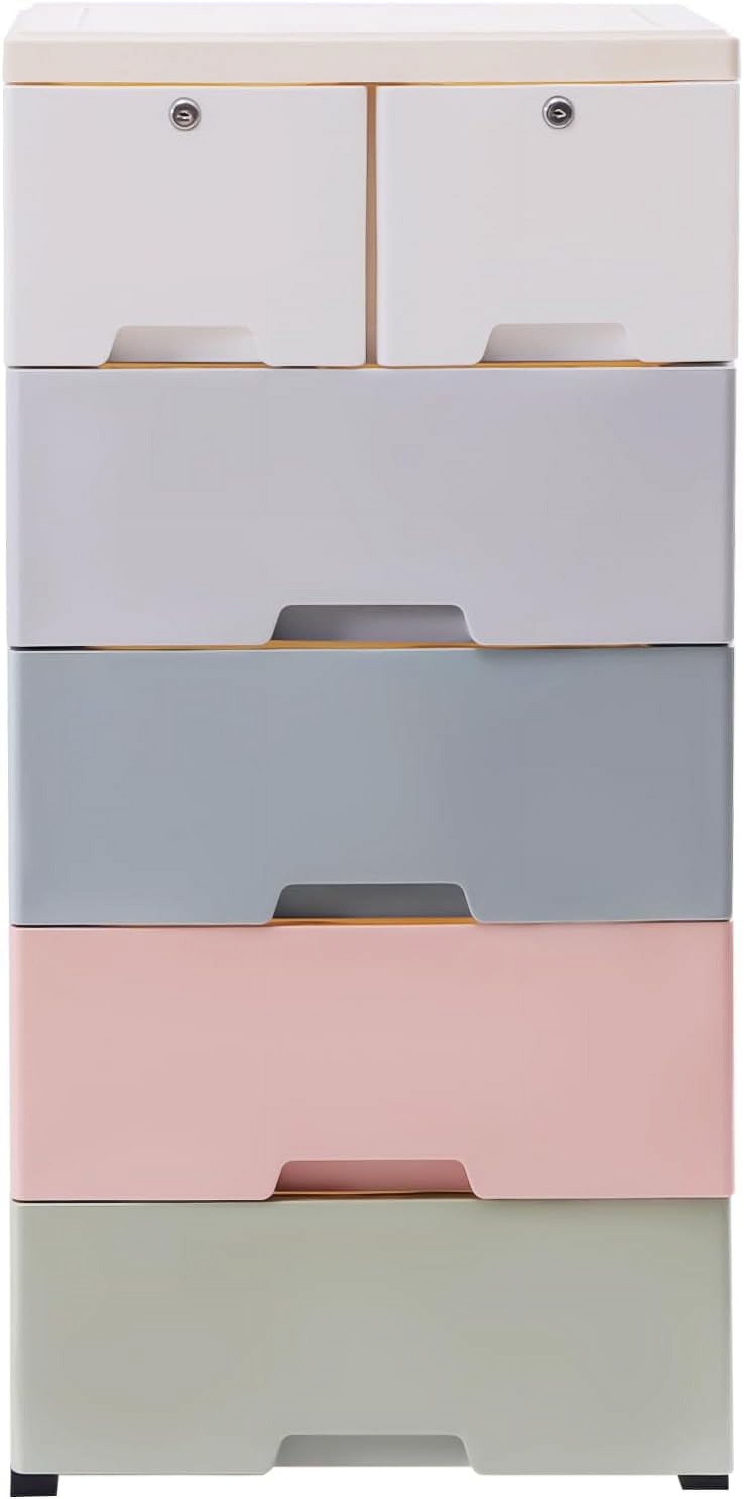 Plastic Drawers Dresser, 5 Layers Storage Cabinet with 6 Drawers,Closet ...