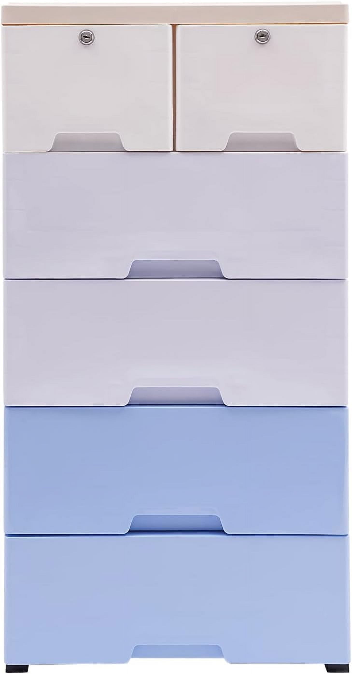 Plastic Drawers Dresser, 5 Tier Storage Cabinet with 6 Drawers, Chest ...