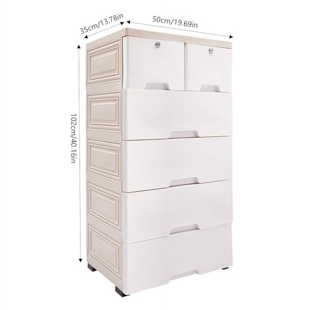 Plastic Drawers Dresser, 5 Tier Storage Cabinet with 6 Drawers, Chest ...