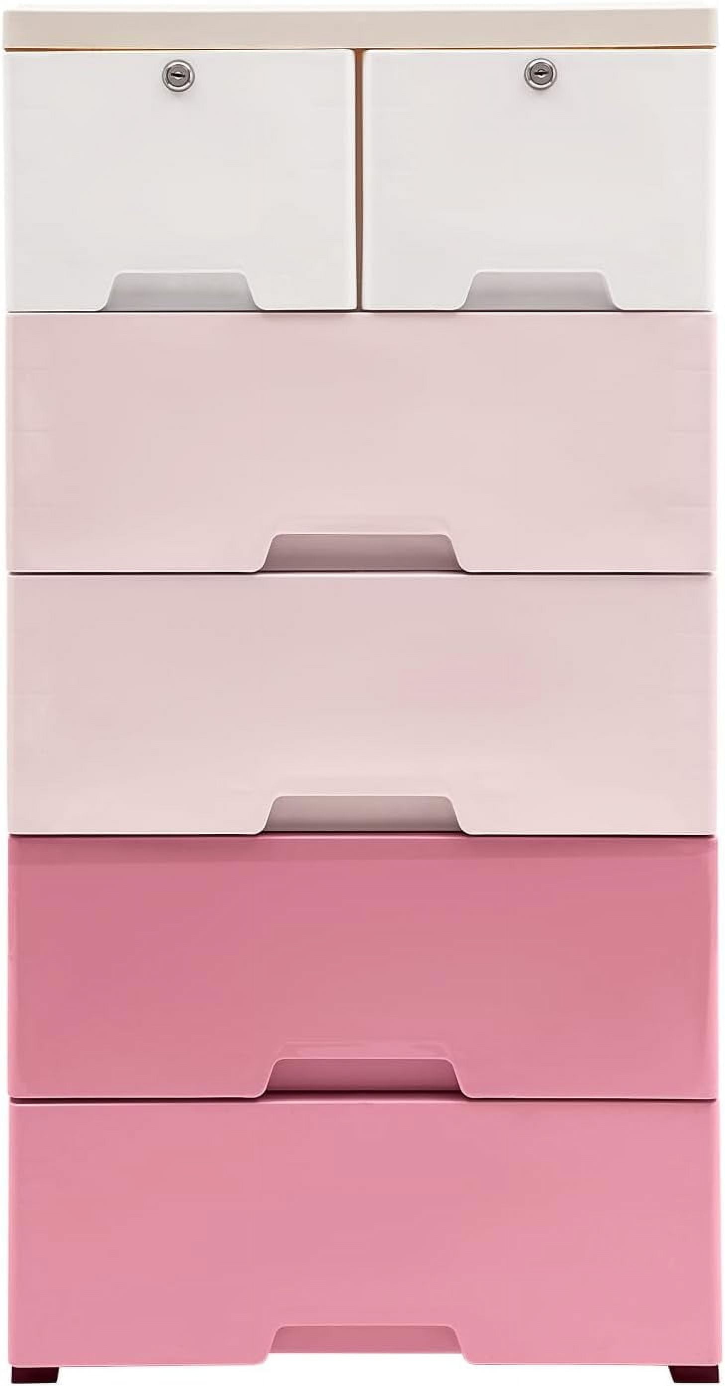 Plastic Drawers Dresser, 5 Tier Storage Cabinet with 6 Drawers, Chest ...