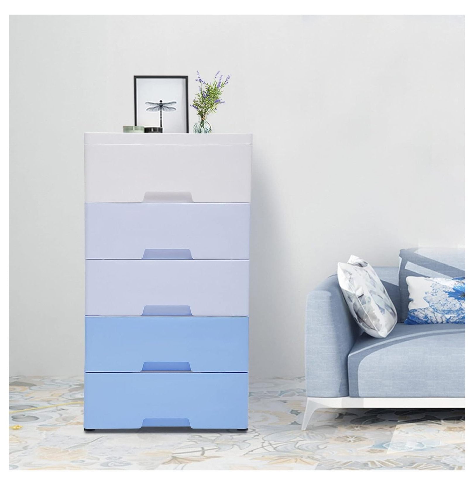 Plastic Drawers Dresser,5 Tier Storage Tower with 5 Drawer and Wheels ...