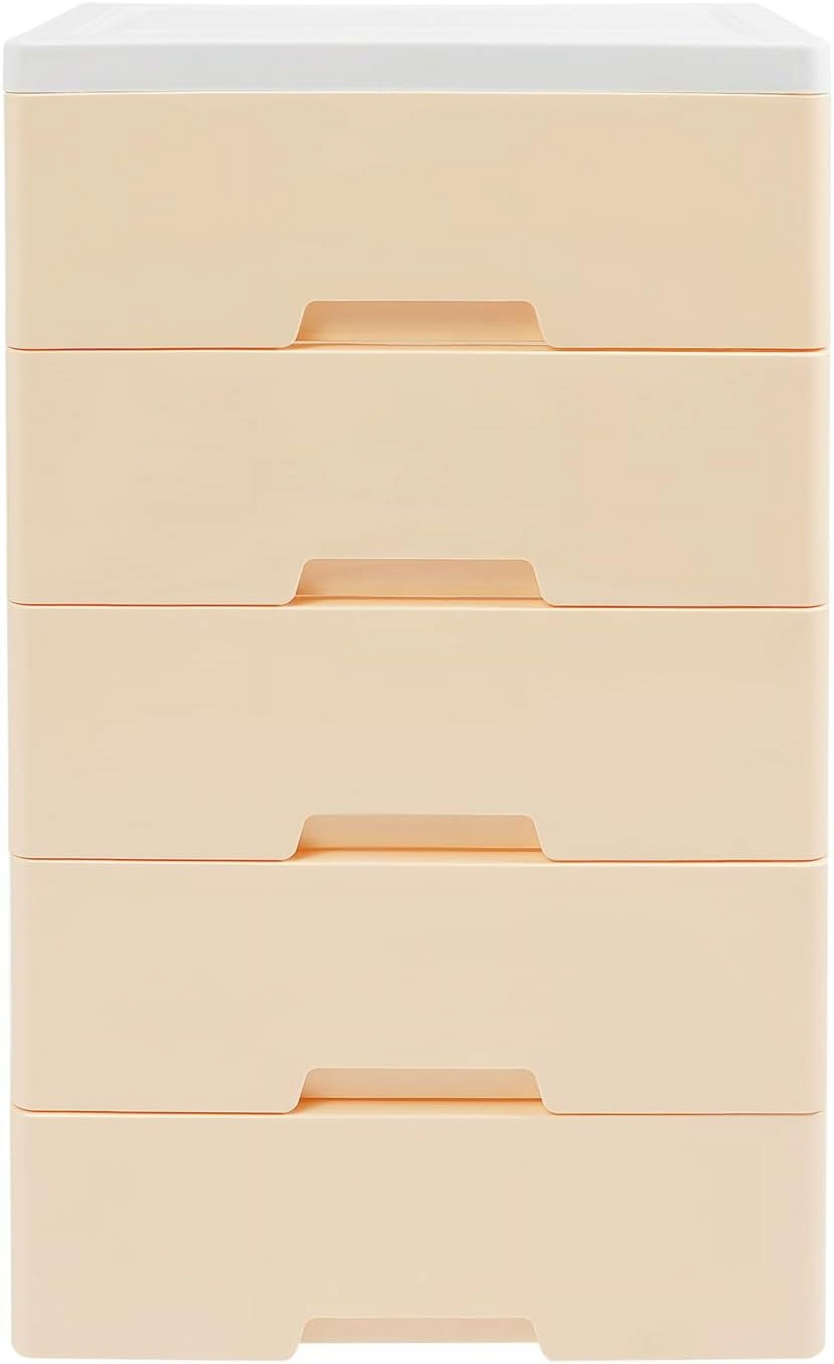 Plastic Drawers Dresser for Bedroom, Modern Storage Cabinet with 5 ...