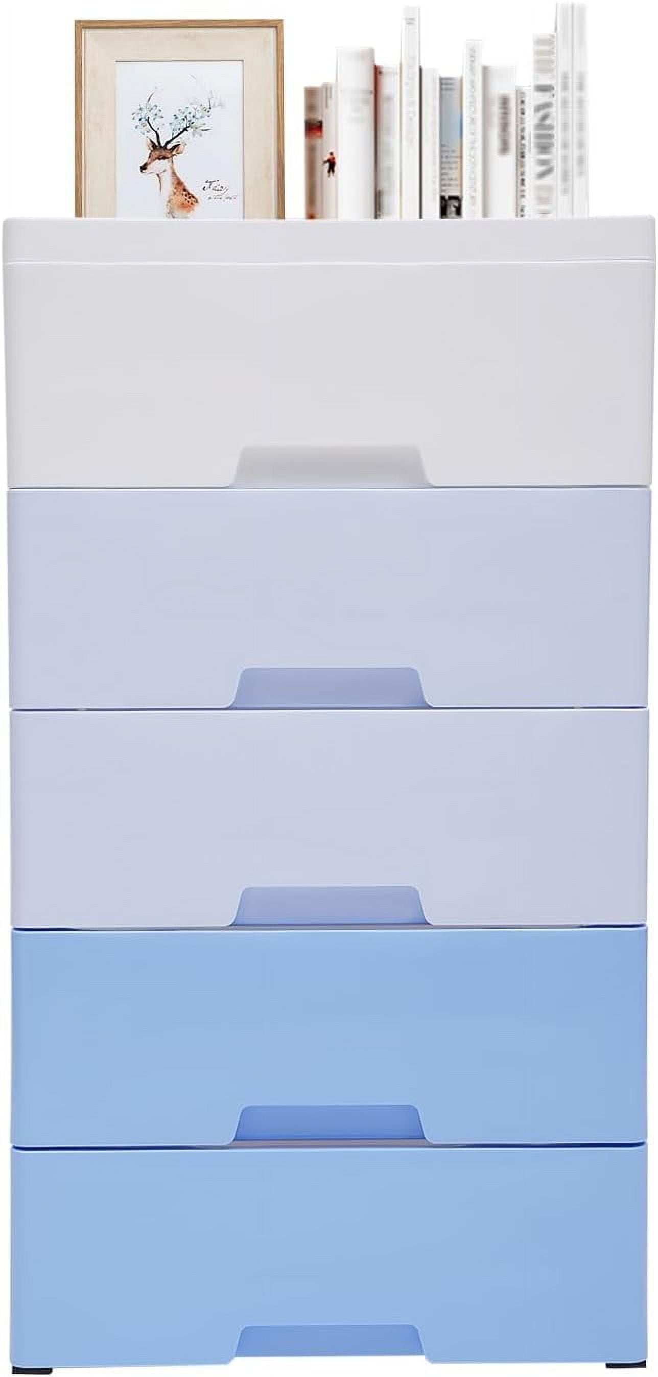 Plastic Drawers Dresser for Bedroom, Movable Vertical Chest of Drawers ...