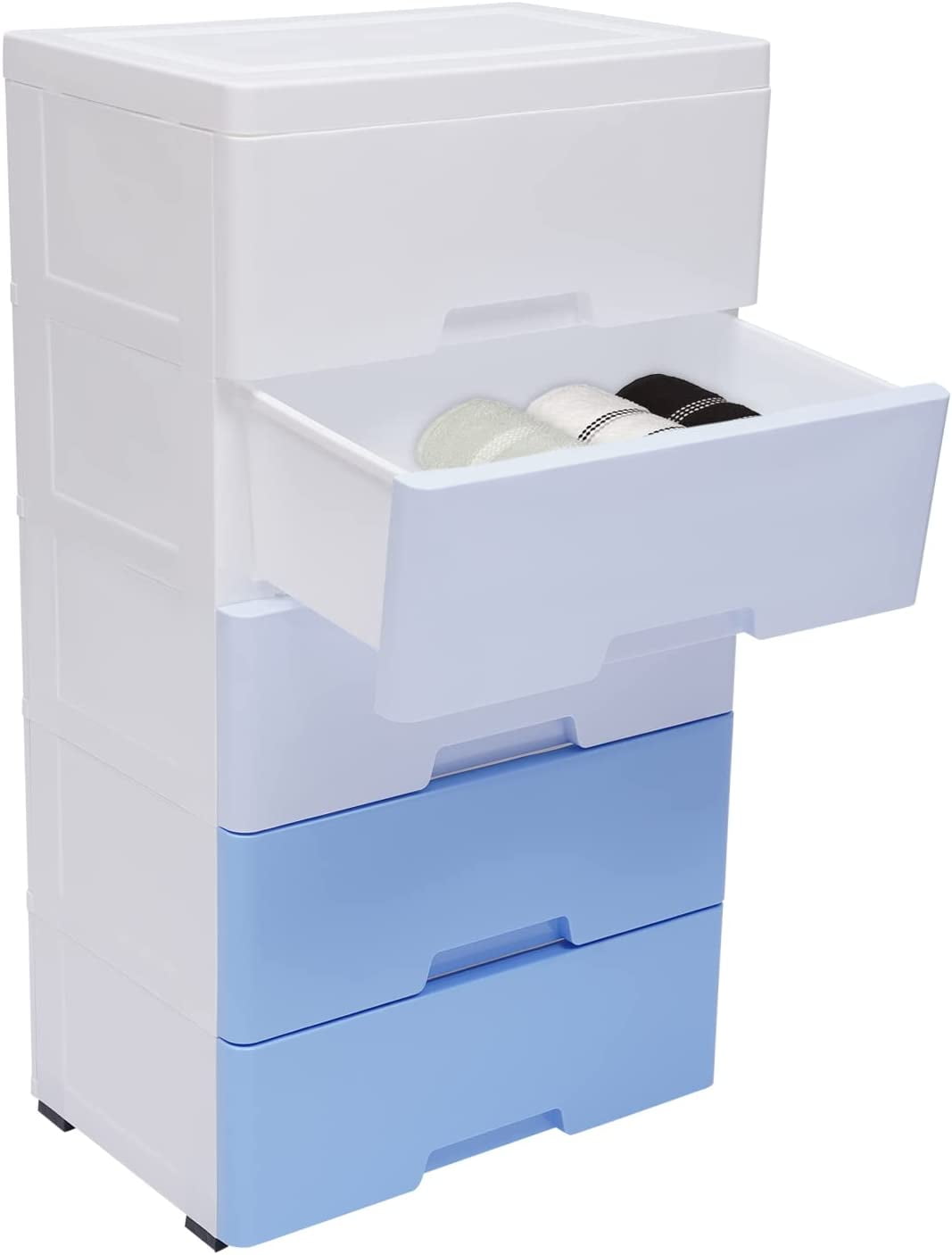 Plastic Drawers Dresser Storage Cabinet, 5 Drawer Stackable Vertical ...
