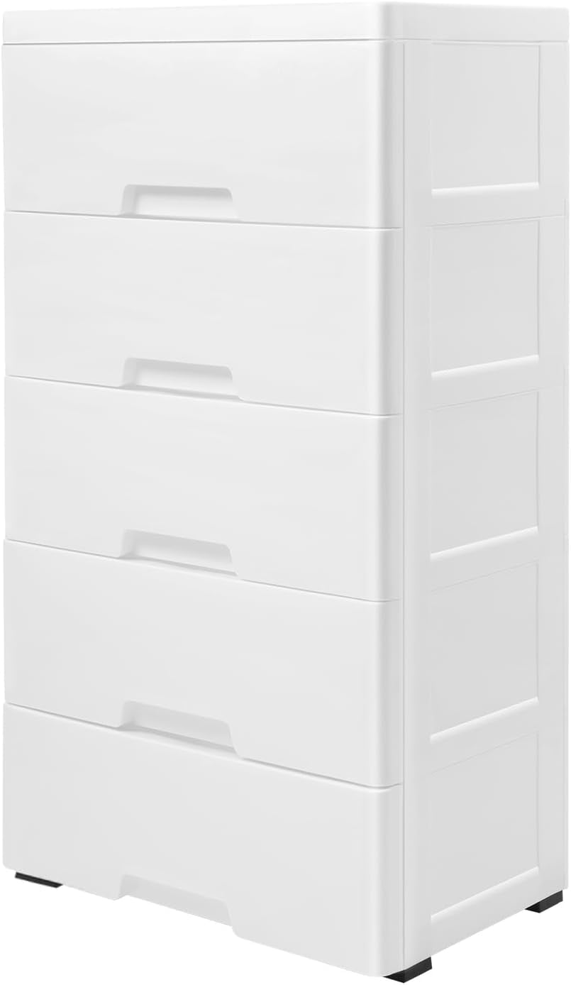 Plastic Drawers Dresser Storage Cabinet, 5 Drawer Stackable Vertical ...