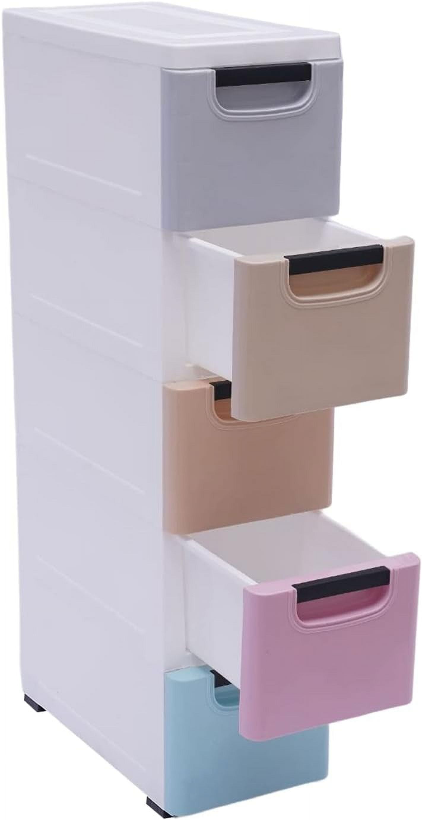 Plastic Drawers Dresser Storage Cabinet, 5 Drawer Stackable Vertical ...