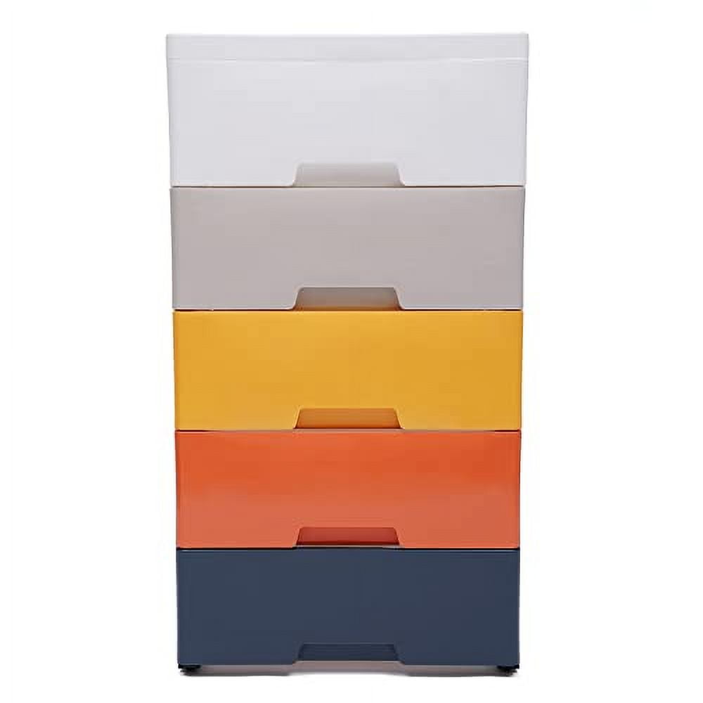 Plastic Drawers Dresser, Storage Cabinet with 5 Drawers, Closet Drawers ...