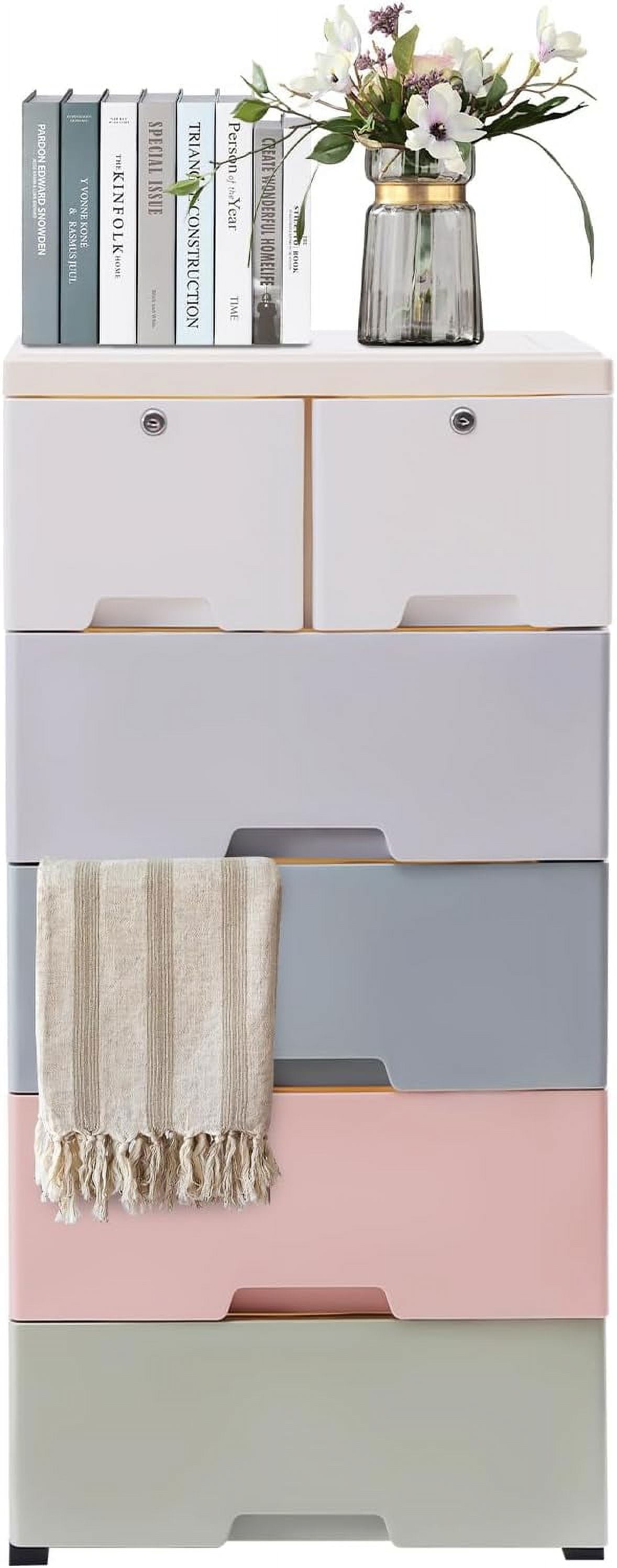 Plastic Drawers Dresser, Storage Cabinet with 6 Drawers, 5-Layer Closet ...
