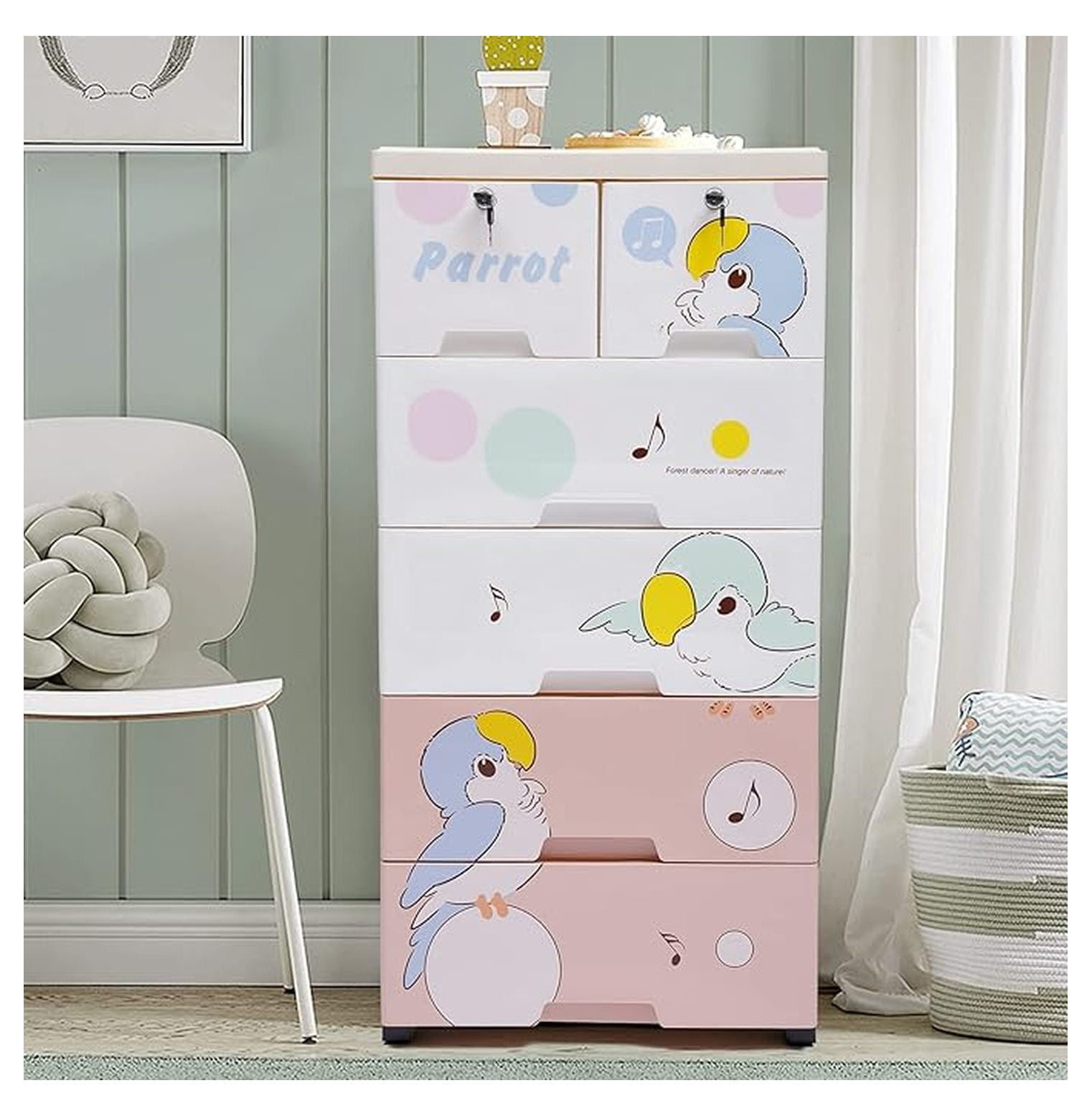 Plastic Drawers Dresser Storage Cabinet with 6 Drawers,Closet Dresser ...