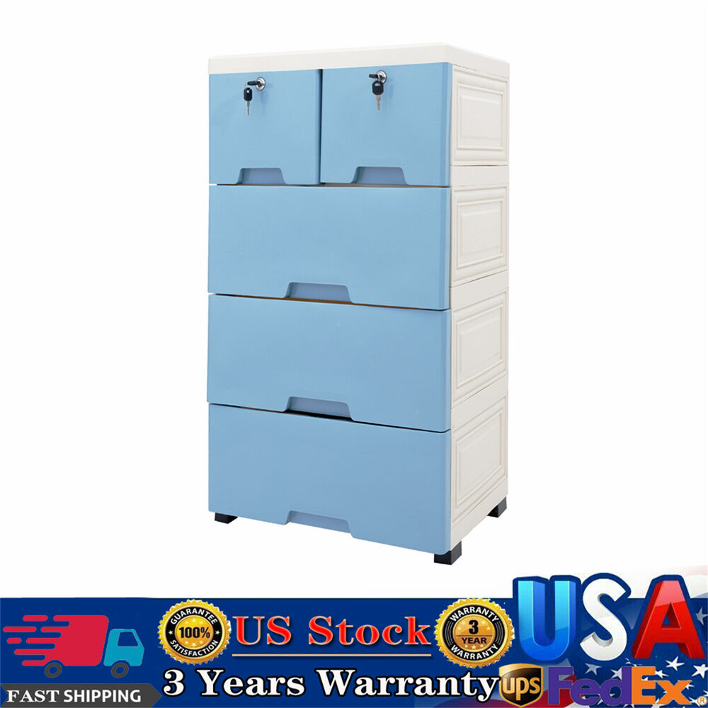 Plastic Drawers Dresser Storage Cabinet 6 Drawers Closet Organizer w/4 ...