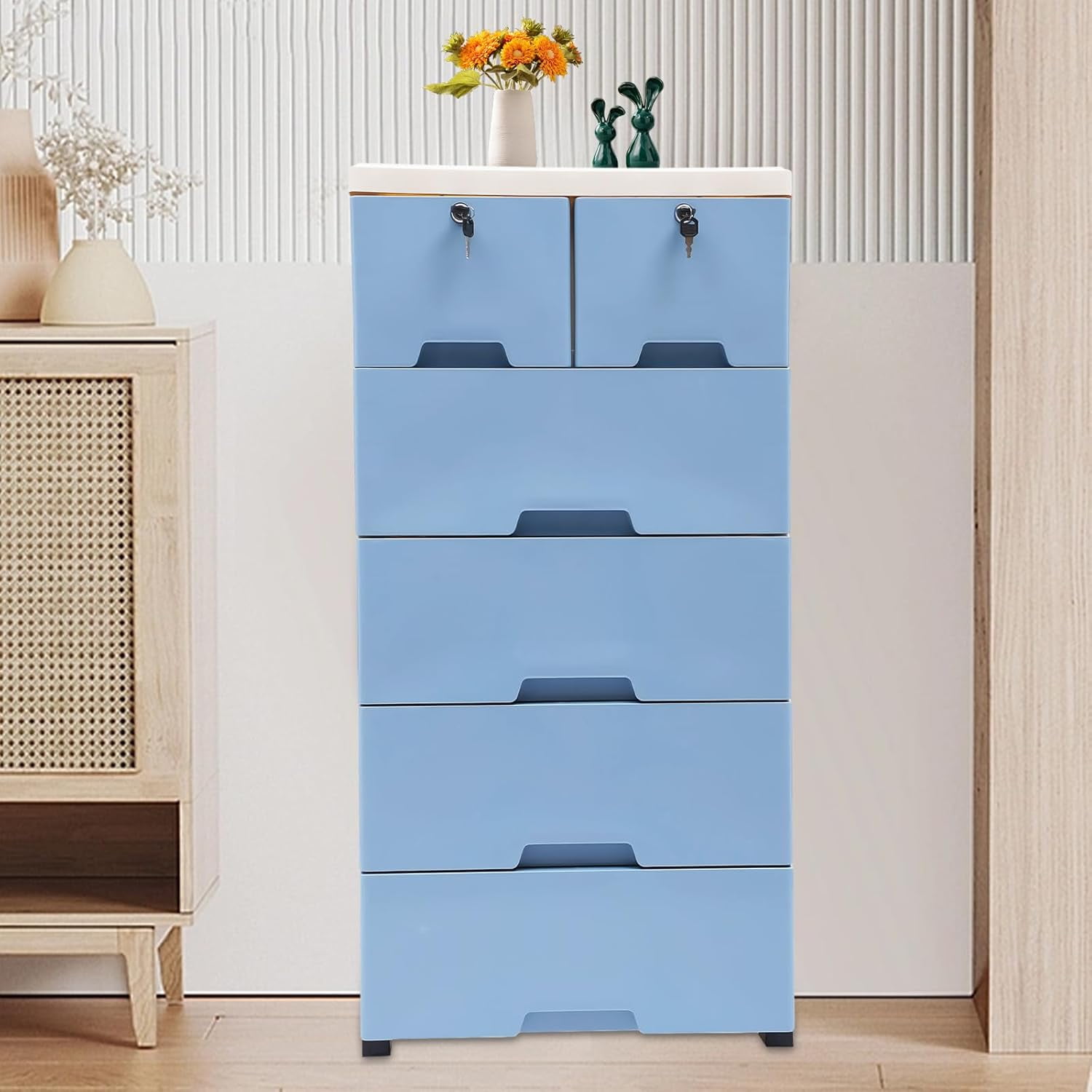 Plastic Drawers Dresser Storage Cabinet Tower with 6 Drawers,5 Tier ...