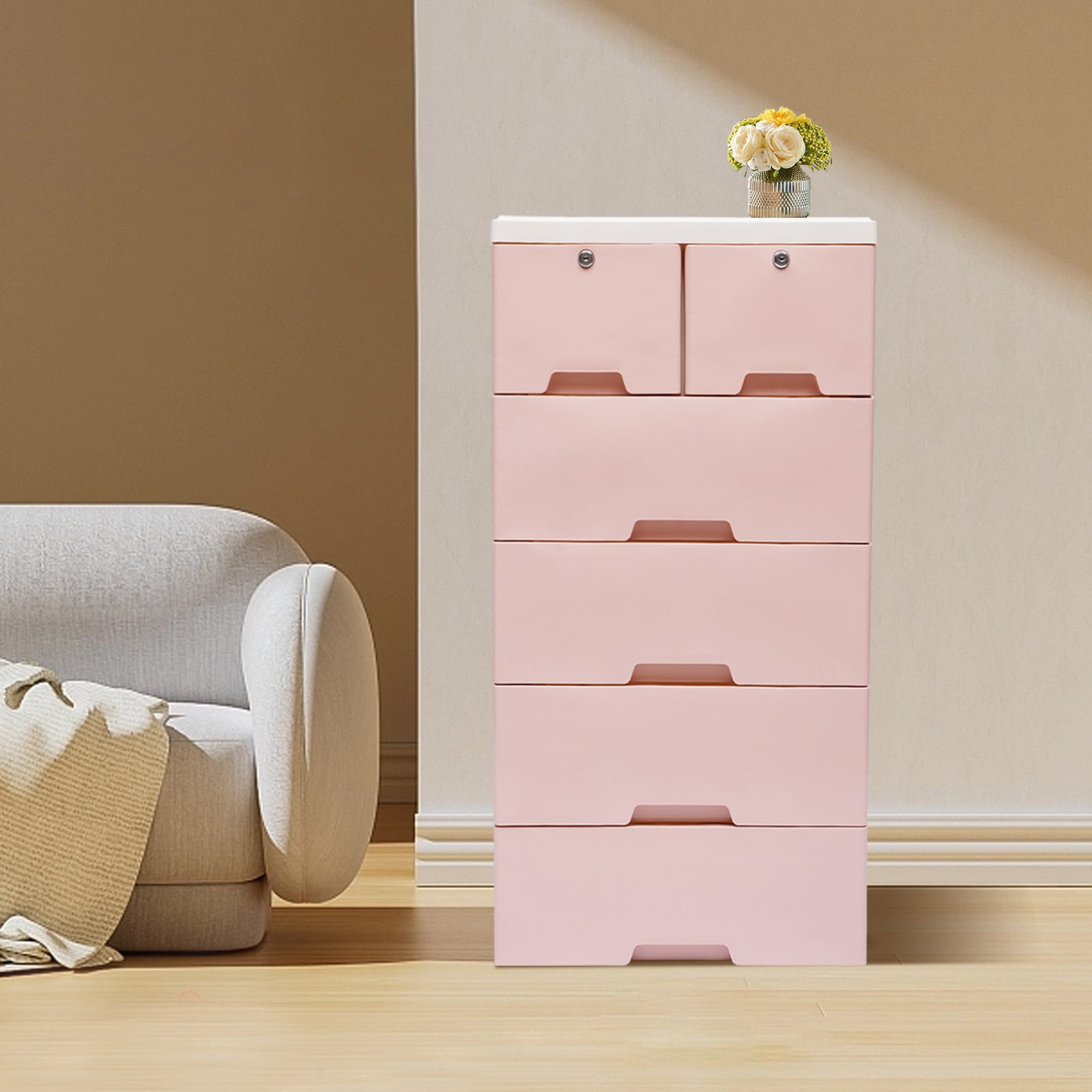 Plastic Drawers Dresser Storage Cabinet Tower with 6 Drawers,5 Tier ...