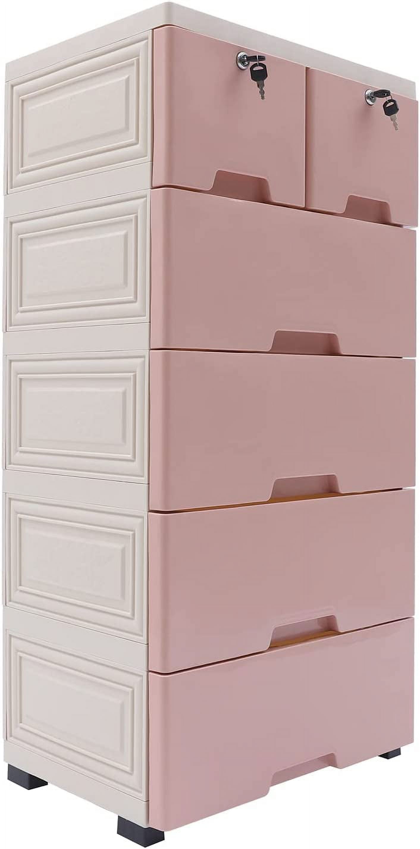 Plastic Drawers Storage Cart Mobile Cabinet with Casters, 5 Drawer ...