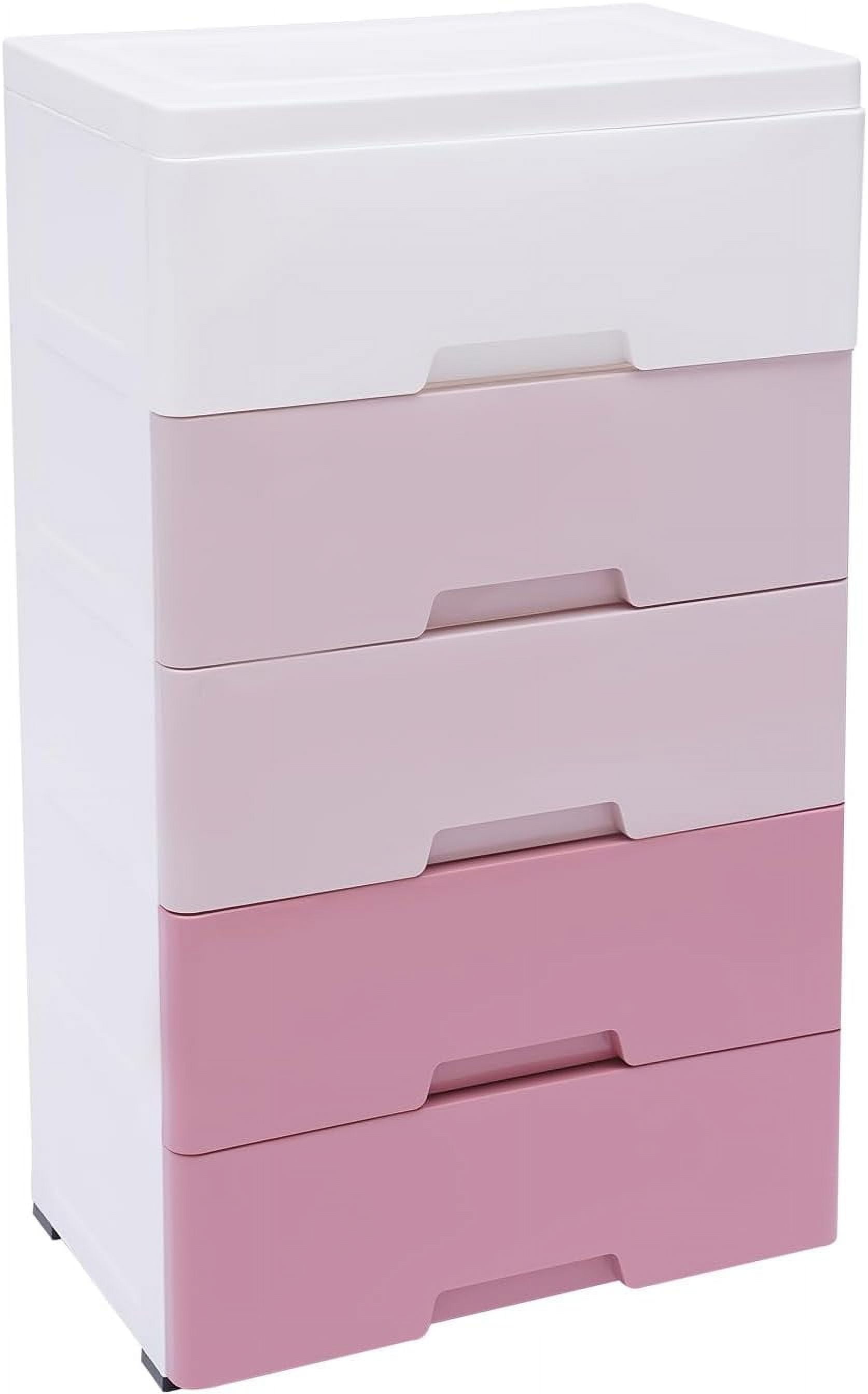 Plastic Drawers Storage Cart Mobile Cabinet with Casters, 5 Drawer ...