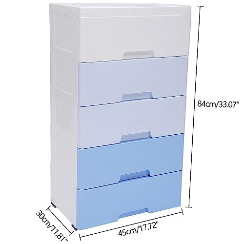 Plastic Drawers Storage Cart Mobile Cabinet with Casters, 5 Drawer ...