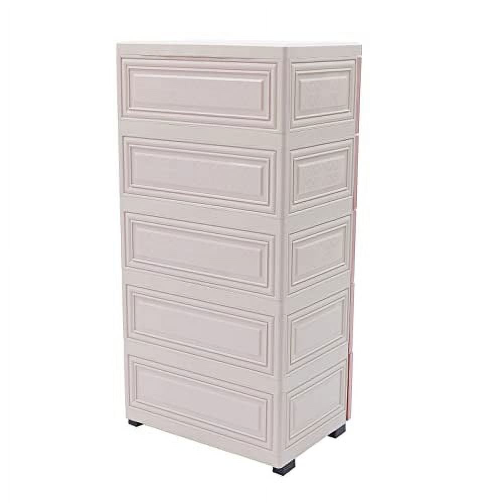 Plastic Drawers Storage Cart Mobile Cabinet with Casters, 5 Drawer ...