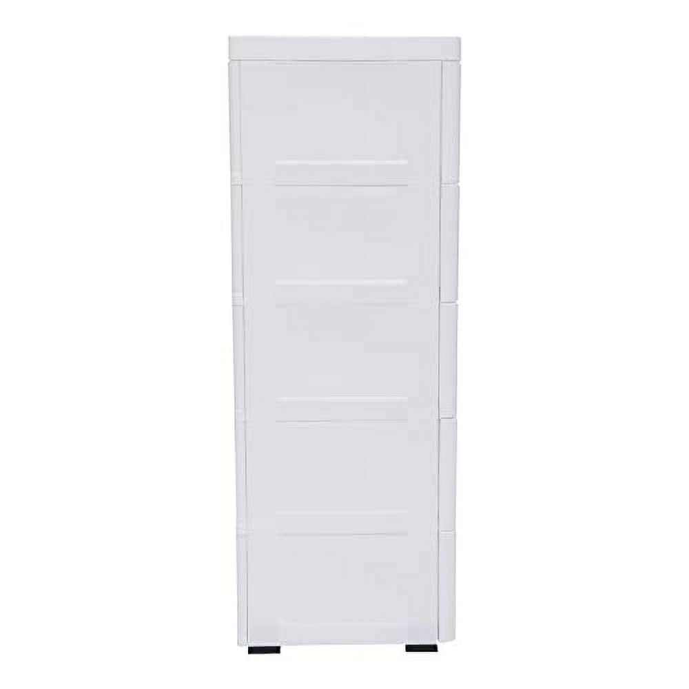 Plastic Drawers Storage Cart Mobile Cabinet with Casters, 5 Drawer ...
