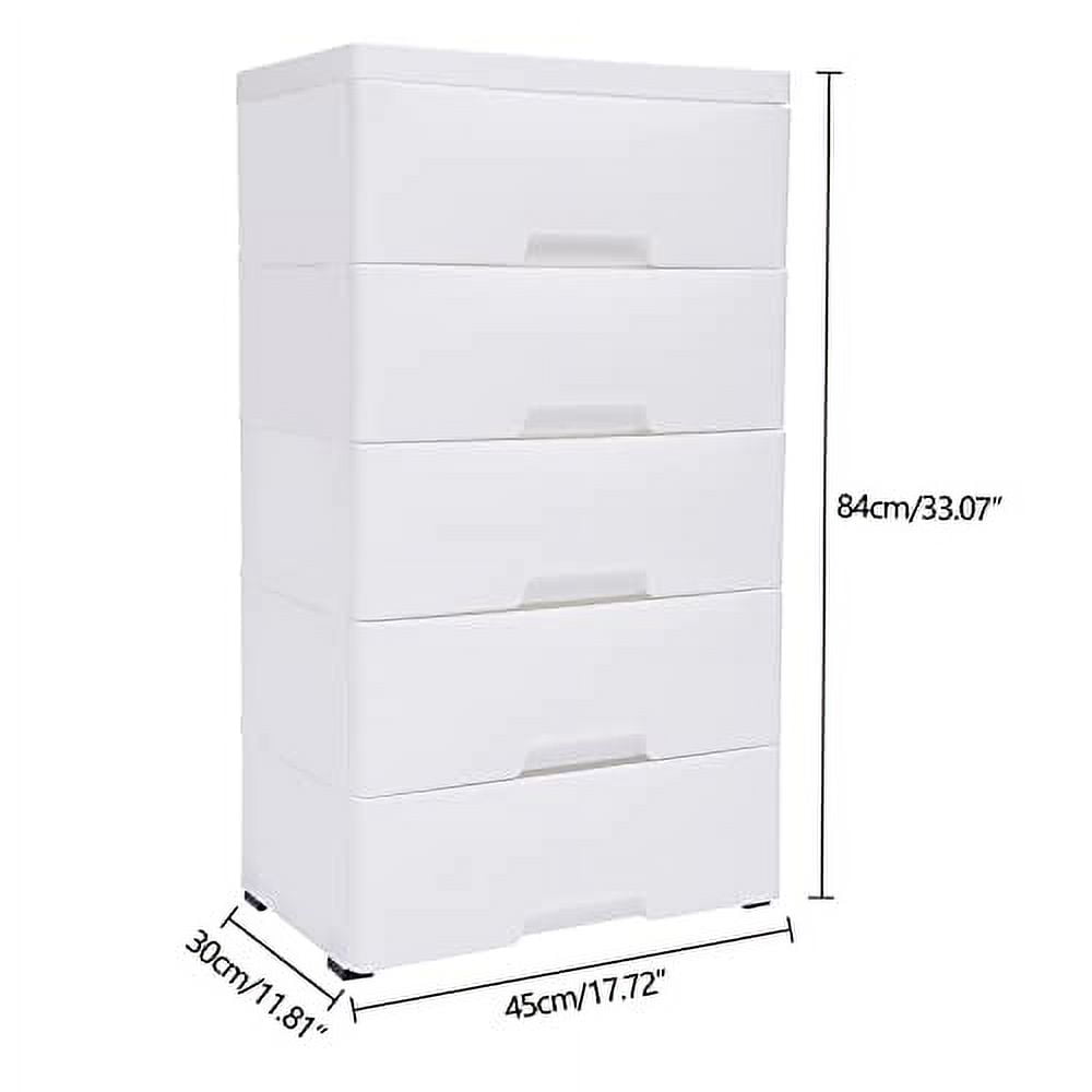 Plastic Drawers Storage Cart Mobile Cabinet with Casters, 5 Drawer ...