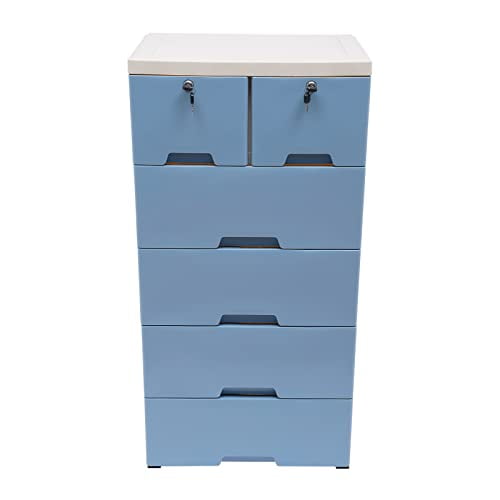 Plastic Drawers Storage Cart Mobile Cabinet with Casters, 5 Drawer ...
