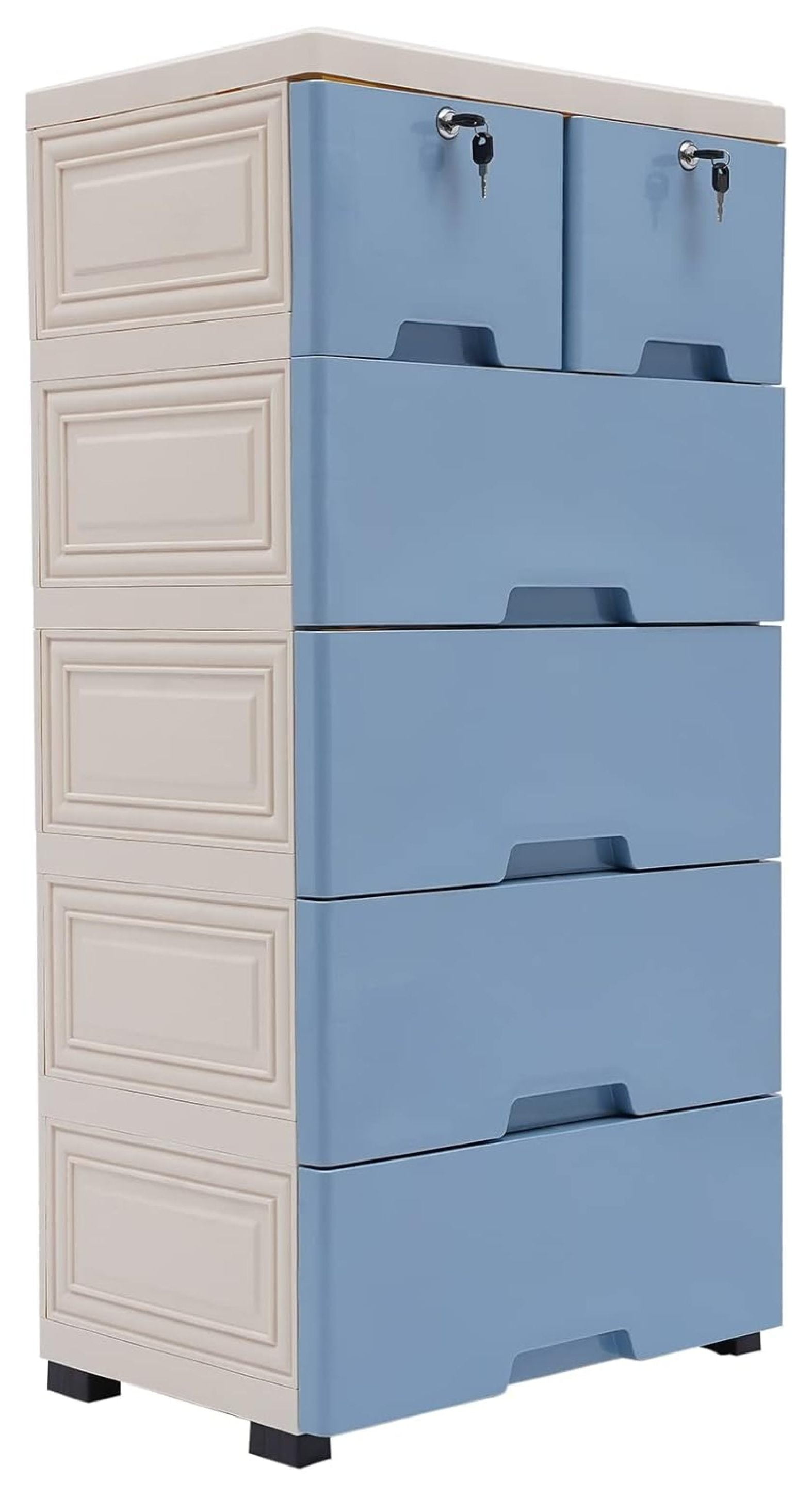 Plastic Drawers Storage Cart Mobile Cabinet with Casters, 5 Drawer ...