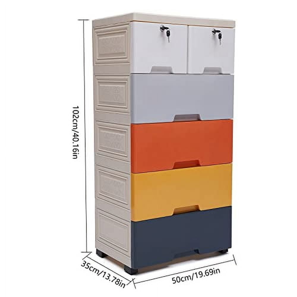 Plastic Drawers Storage Cart Mobile Cabinet with Casters, 5 Drawer ...